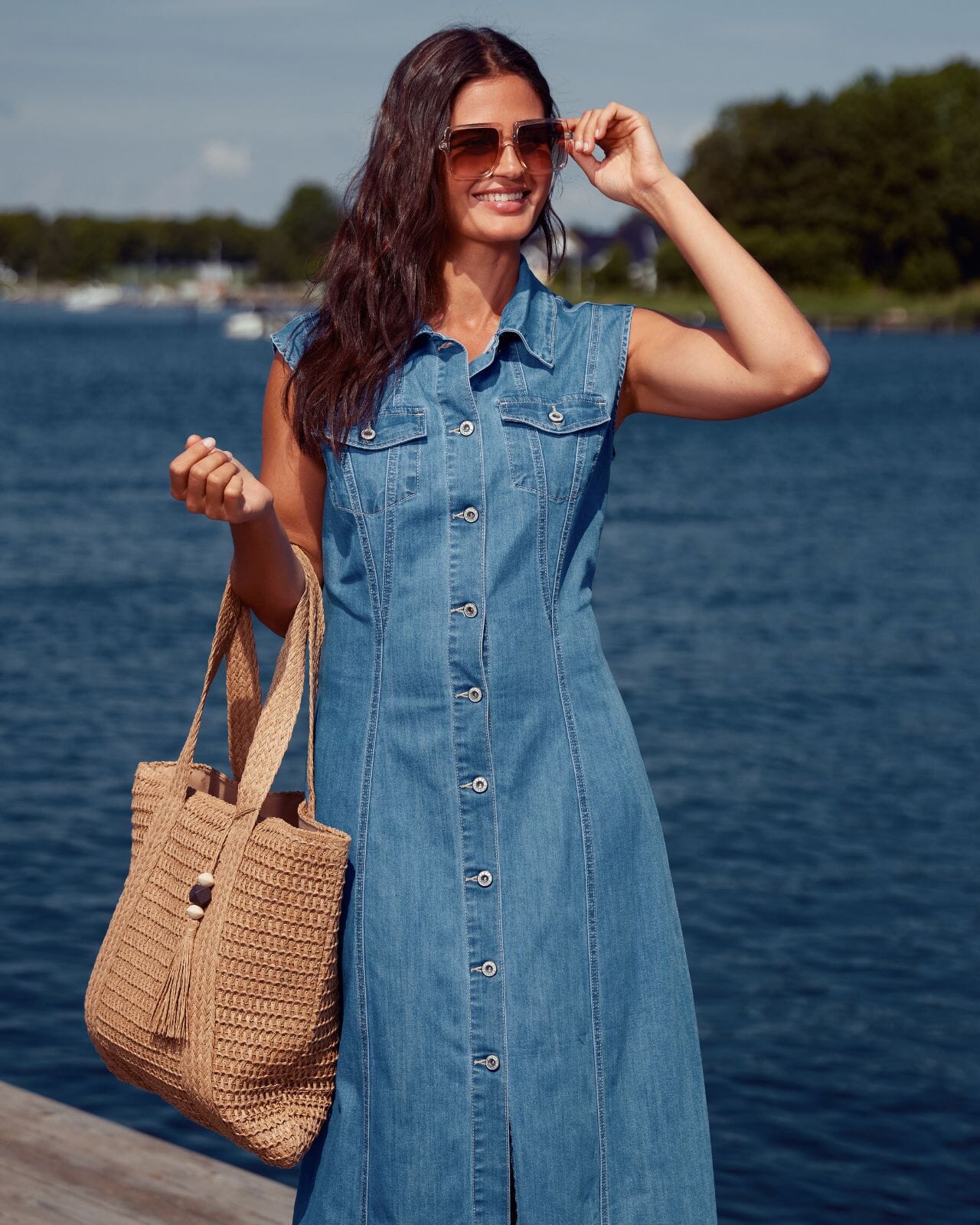 FLOYD Denimkjole Ann - Medium Jeans Blue