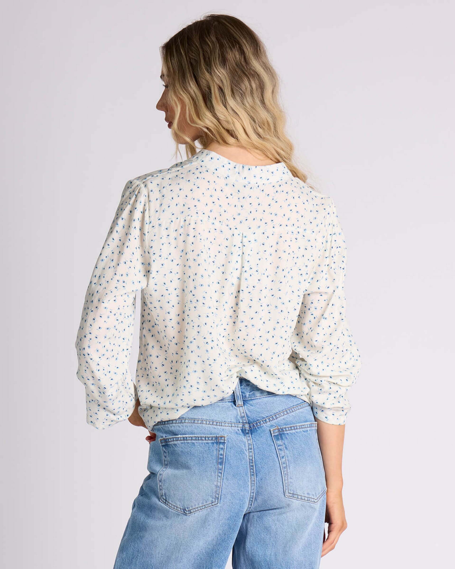 FLOYD Bluse Erica Bella - Offwhite/ Blue