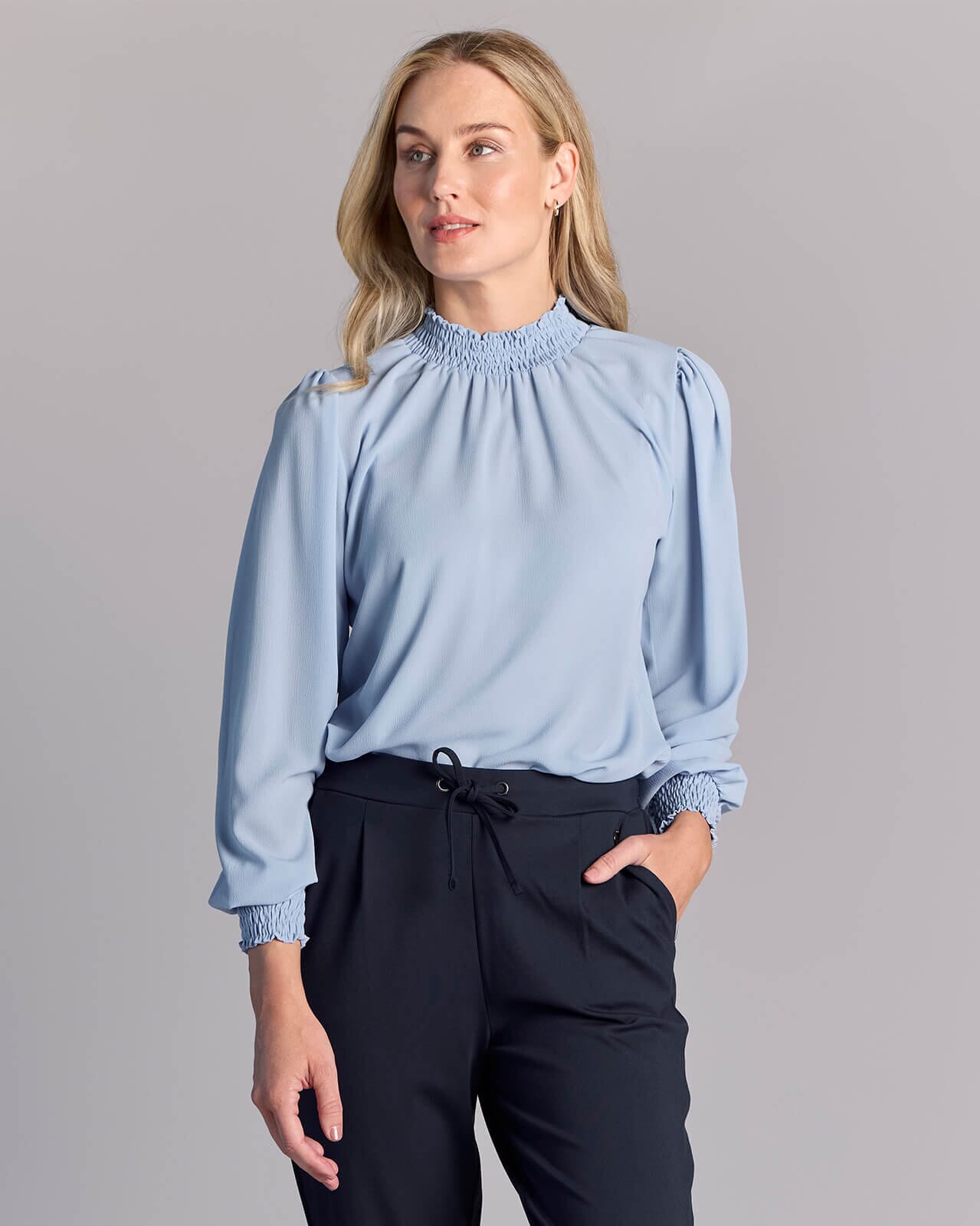 FLOYD Bluse Juliet Uni - Light Blue