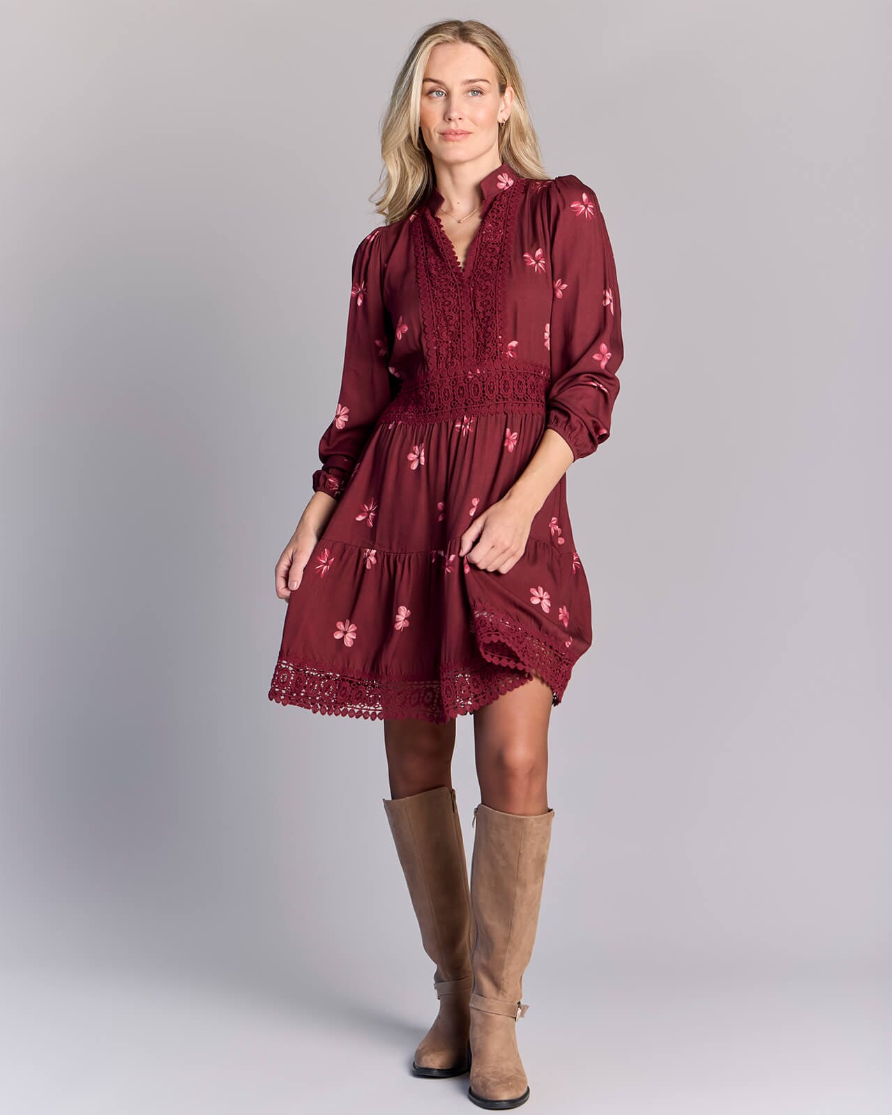 FLOYD Kjole Karianne Bloomy - Bordeaux