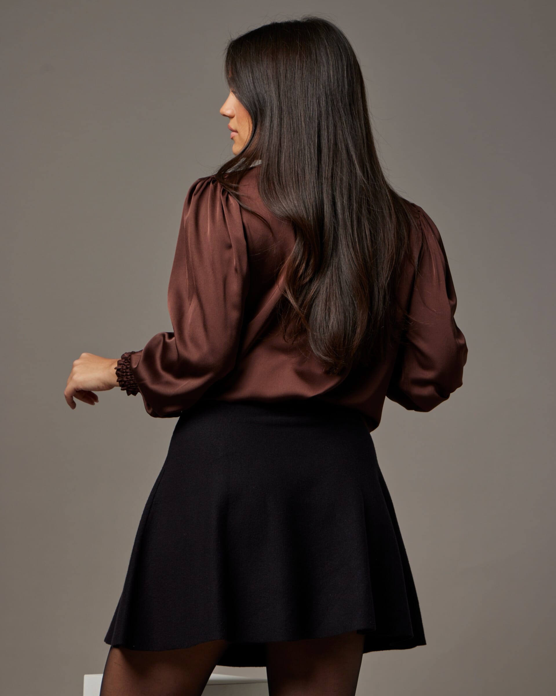 FLOYD Bluse Juliet Satin - Dark Brown