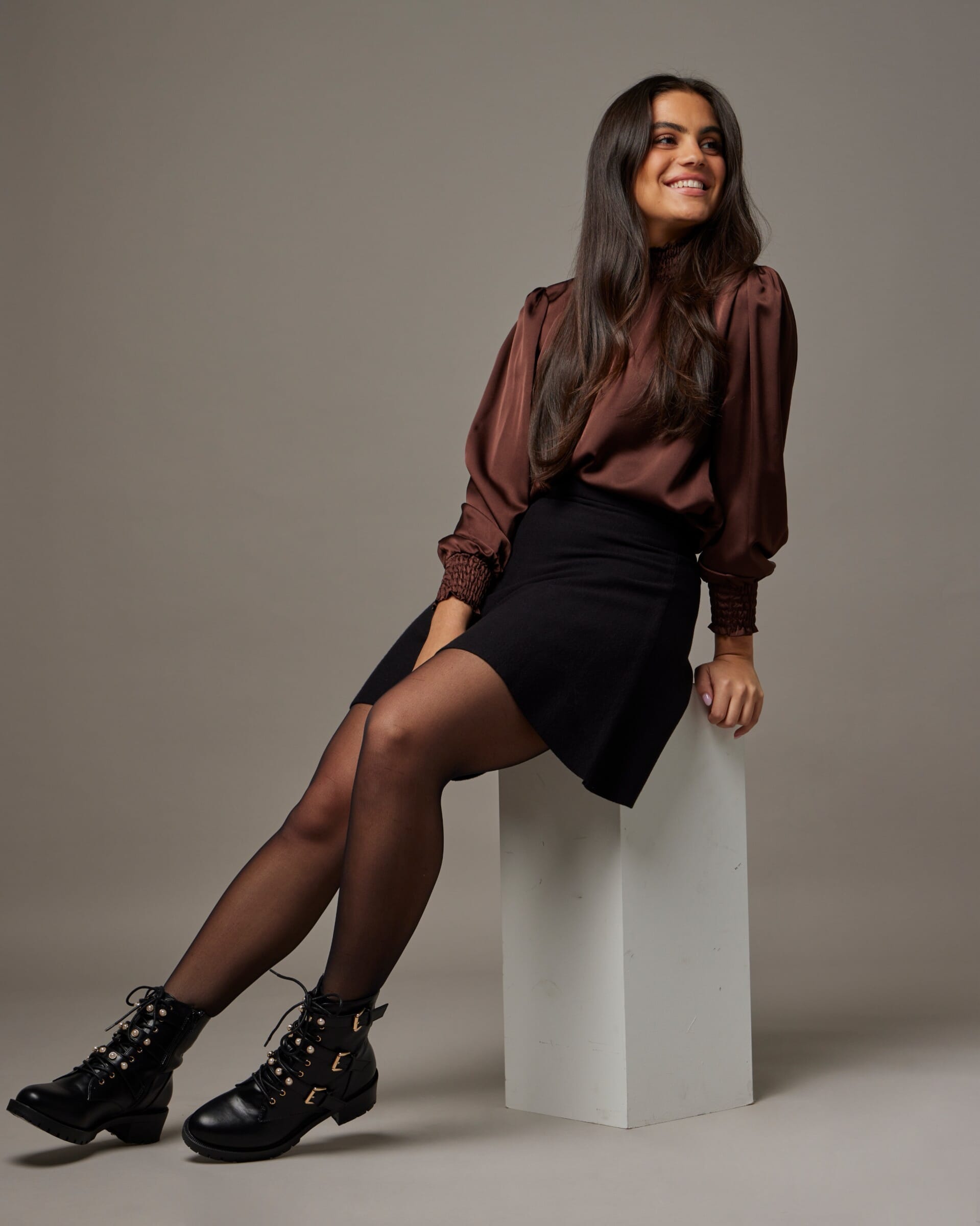 FLOYD Bluse Juliet Satin - Dark Brown