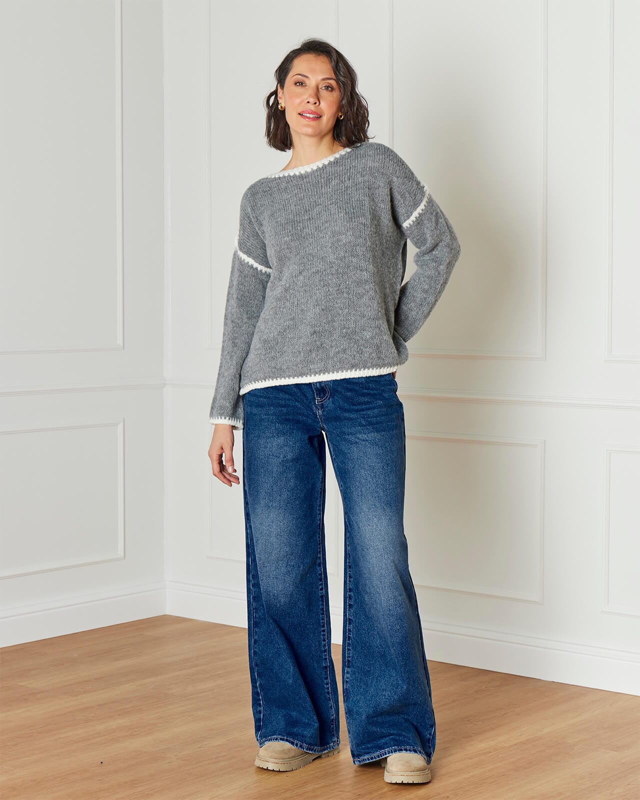 FLOYD Strikkegenser Brinni Ullmiks - Grey Melange