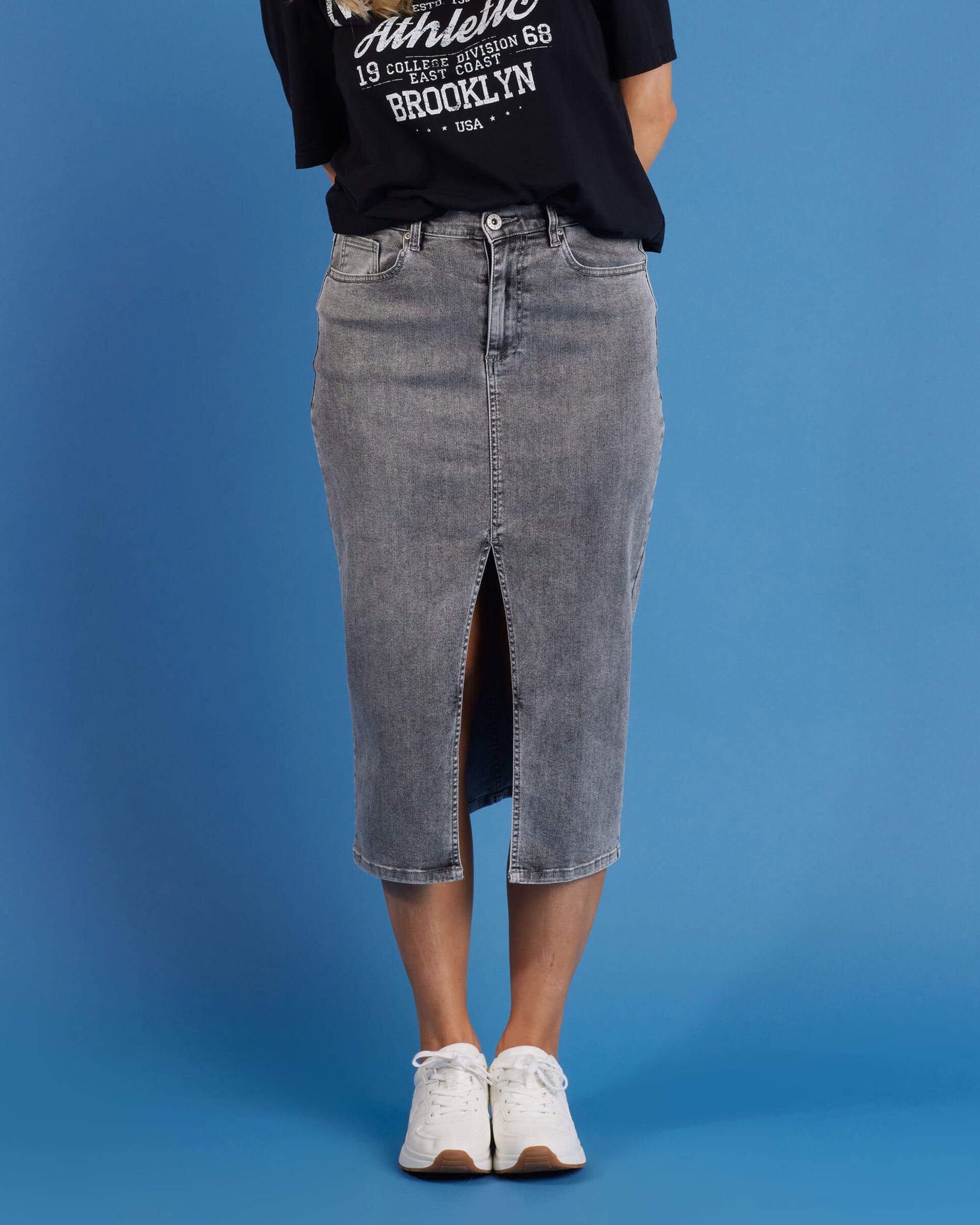 FLOYD Denimskjørt Gabrielle Plain 1448 - Light Grey | Lange denimskjørt ...