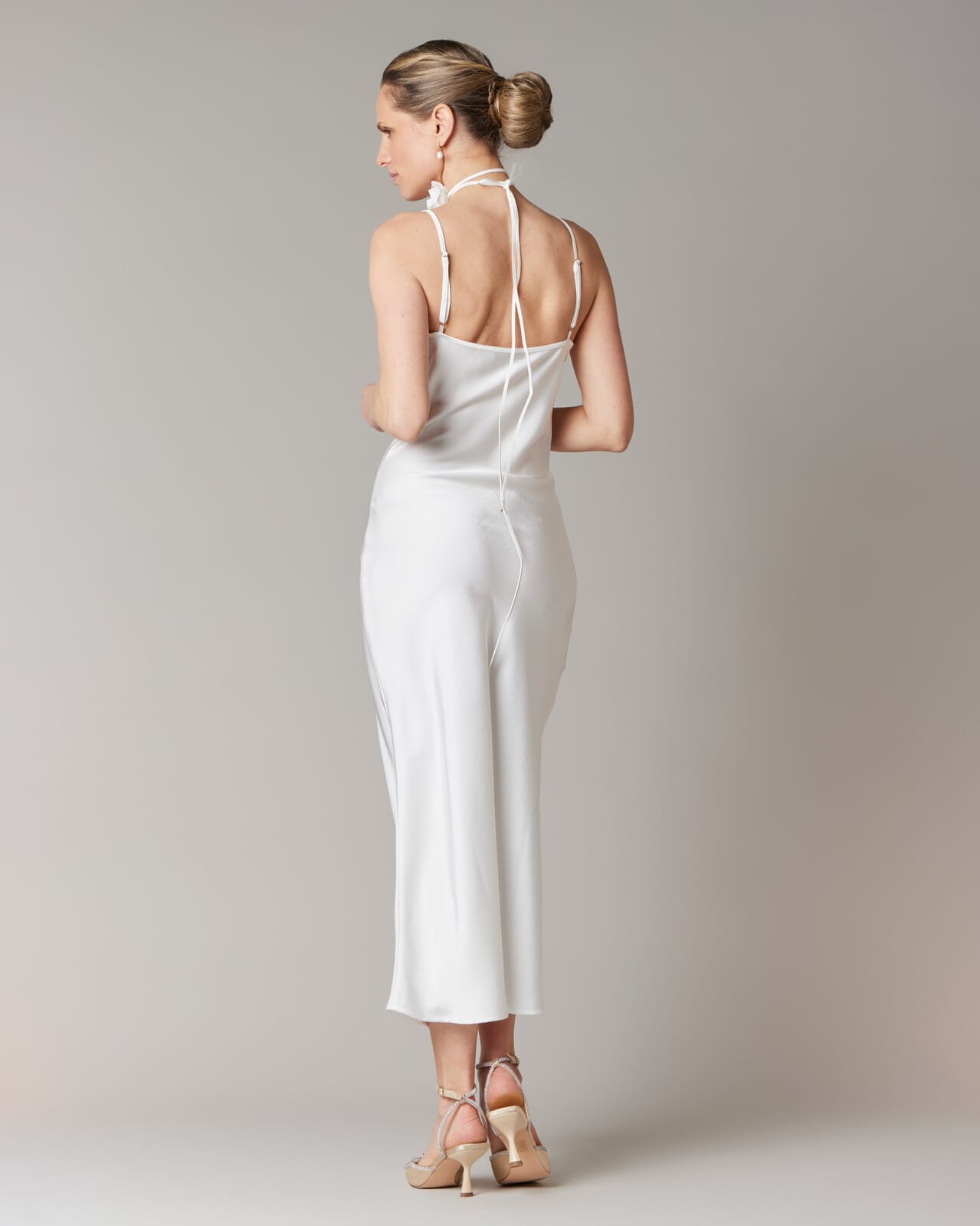NEO NOIR Midikjole Marina Heavy Sateen Dress - White | Midikjoler og ...