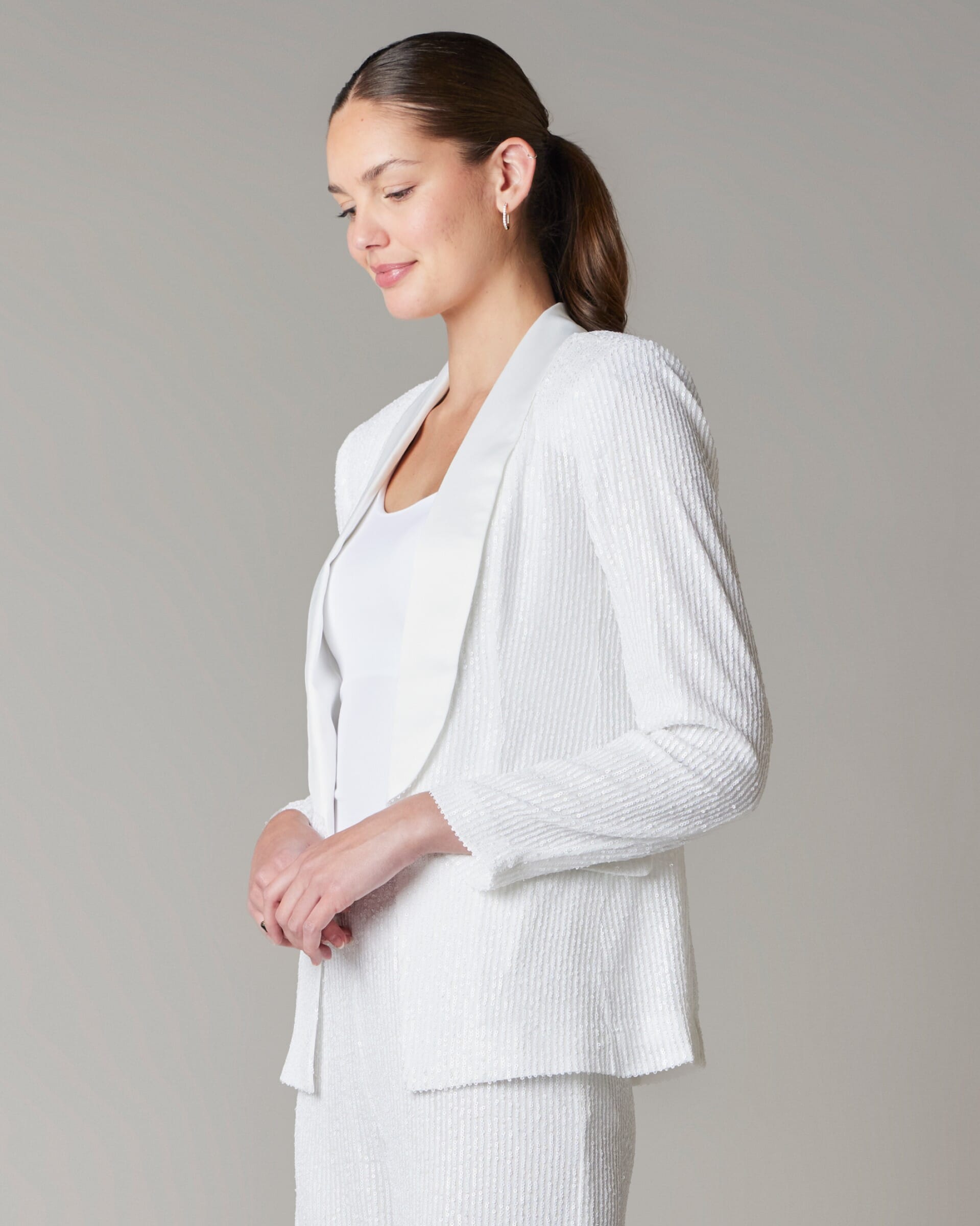 VILA Paljettblazer Maia Sequin L/S Blazer - Cloud Dancer | Hvite ...