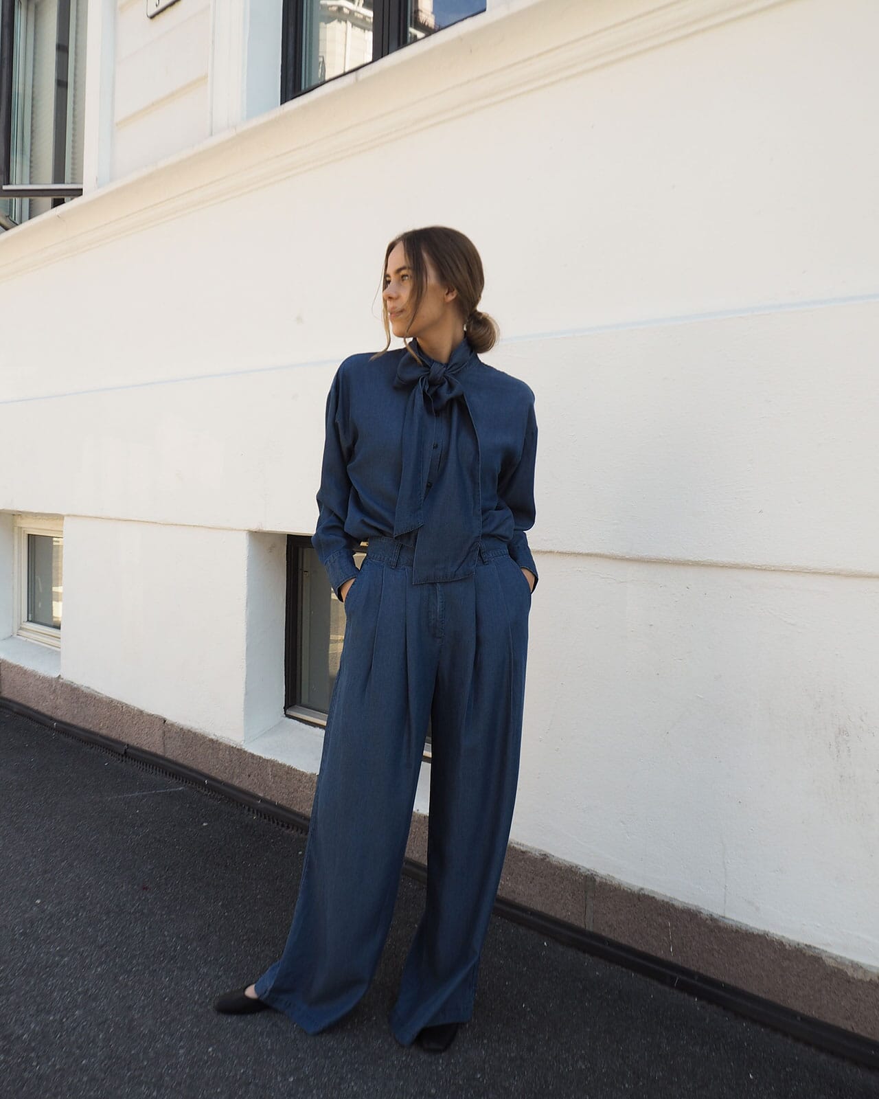 SELECTED FEMME Bukse Janna HW Pleated - Dark Blue