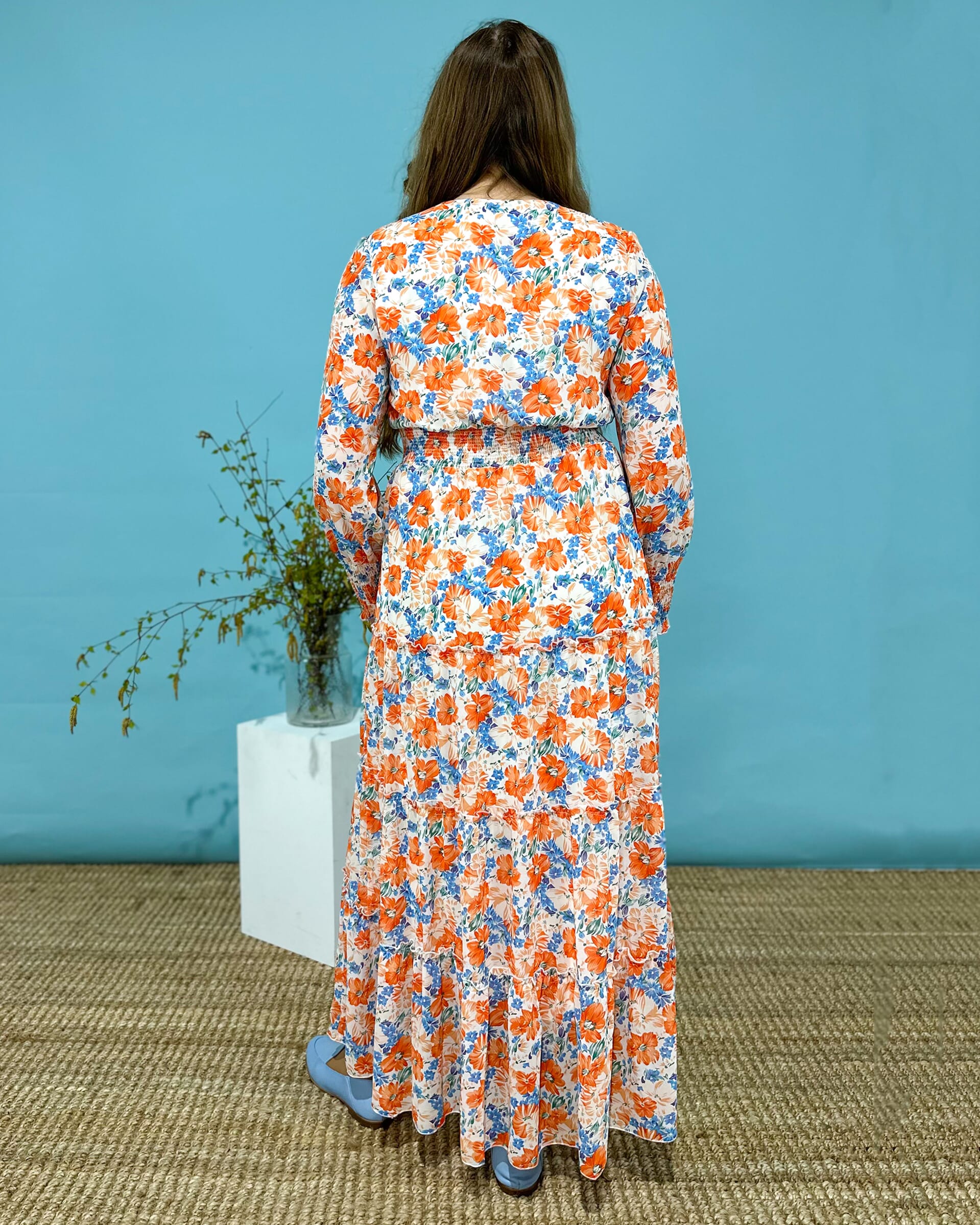 FLOYD Maxikjole Loretta 2 Lala - Orange/ Blue | Sommerkjoler | FLOYD.no