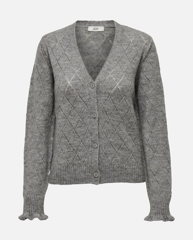 JDY Cardigan Letty L/S V-neck Structure Knit - Light Grey Melange ...
