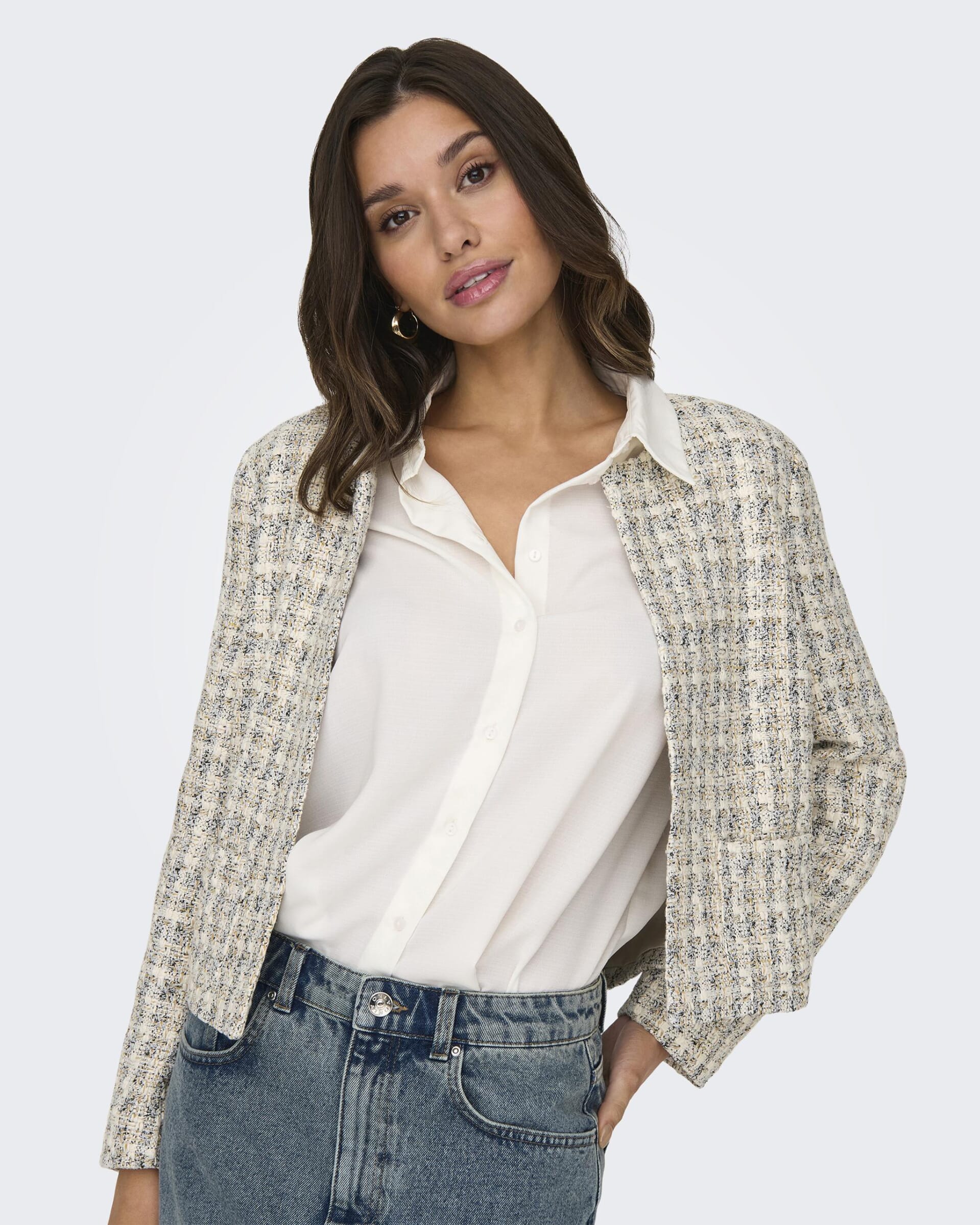 JDY Tweedblazer Coco L/S Boucle - Eggnog/ Mixed Melange | Boucle jakker ...