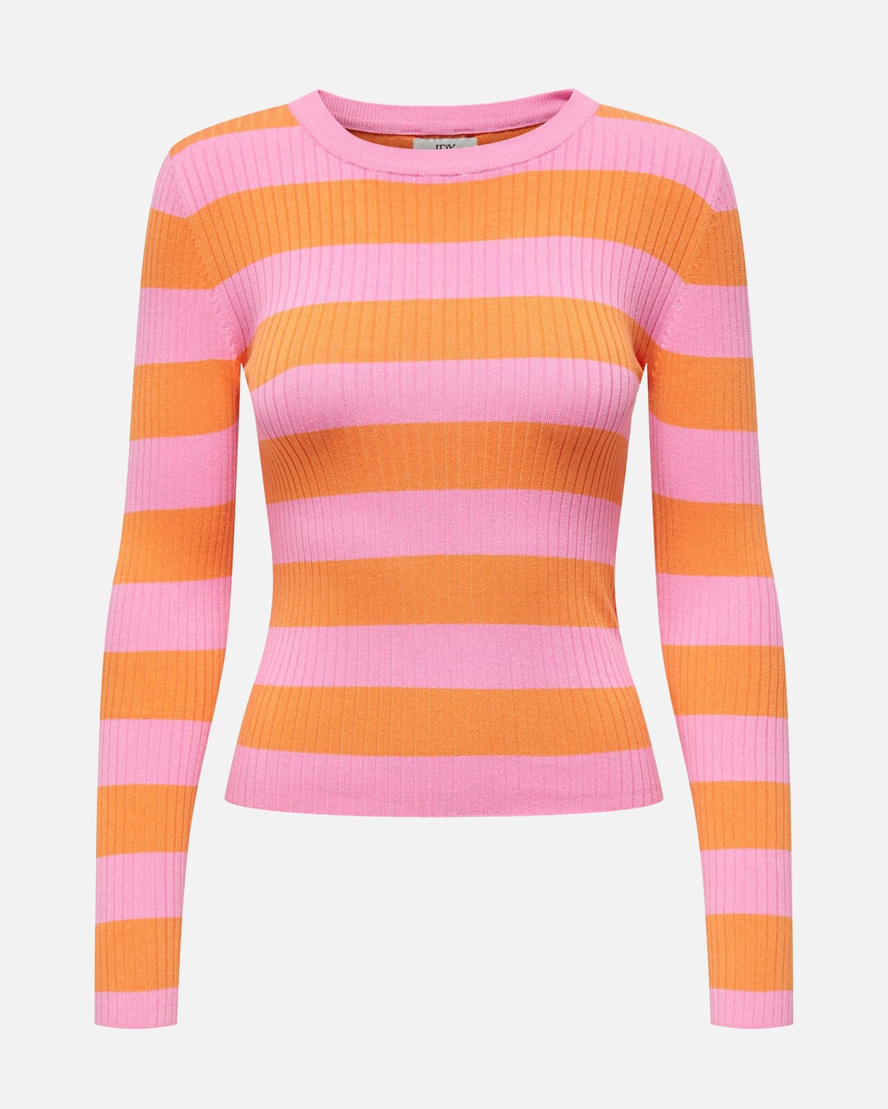 JDY Genser Plum L/S O-neck Stripe - Begonia Pink/ Tangerine | Gensere ...
