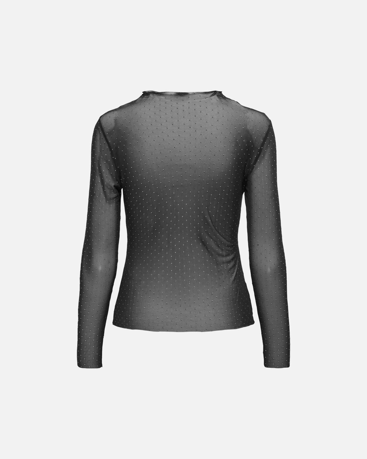 JDY Topp Elsa Mesh L/S Stud - Black/ Silver Studs