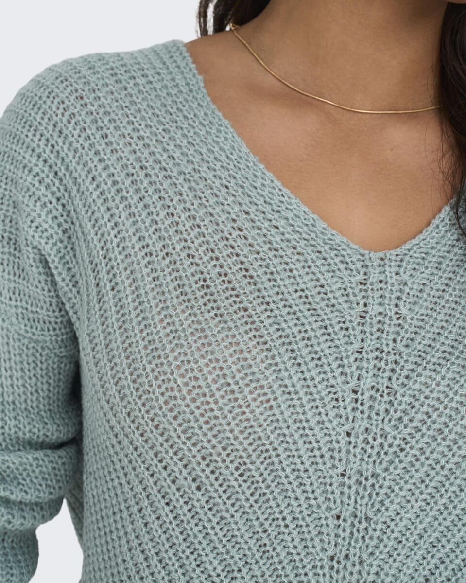 JDY Strikkegenser New Megan L/S - Stone Blue/ White | Strikkegensere ...