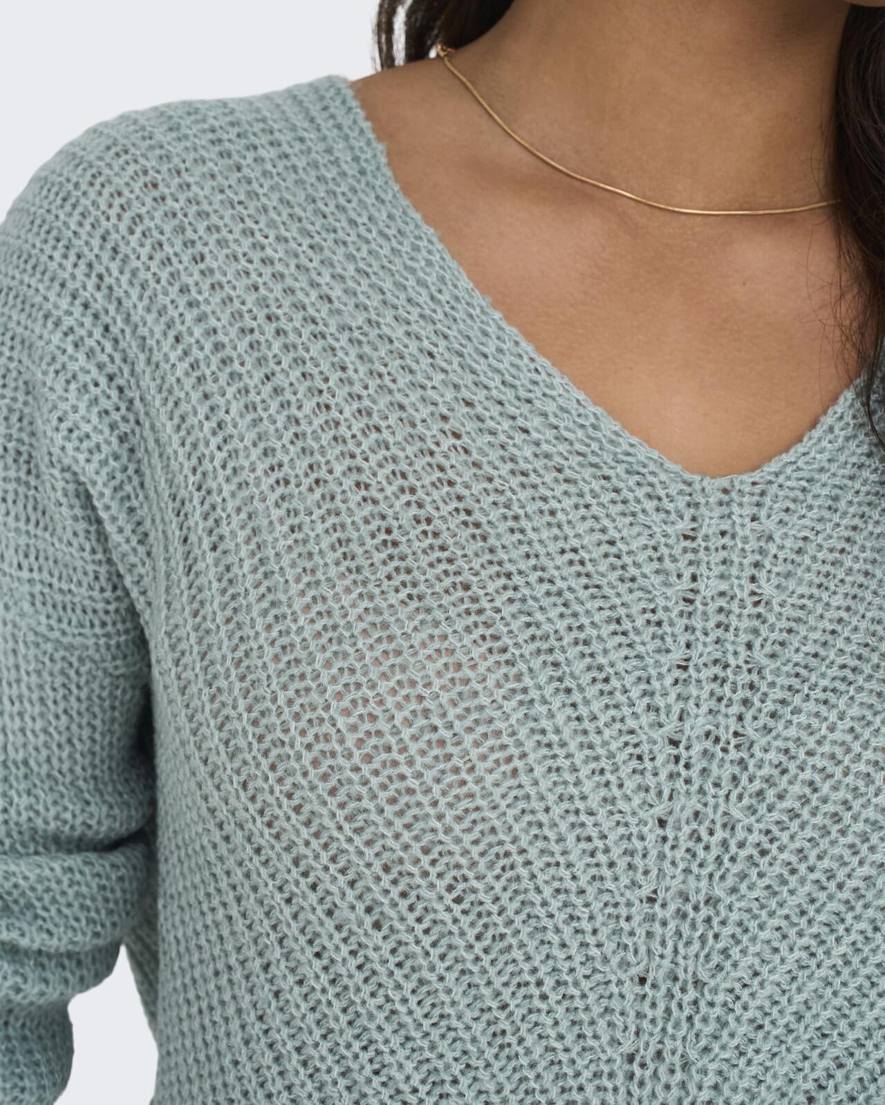 JDY Strikkegenser New Megan L/S - Stone Blue/ White | Strikkegensere ...