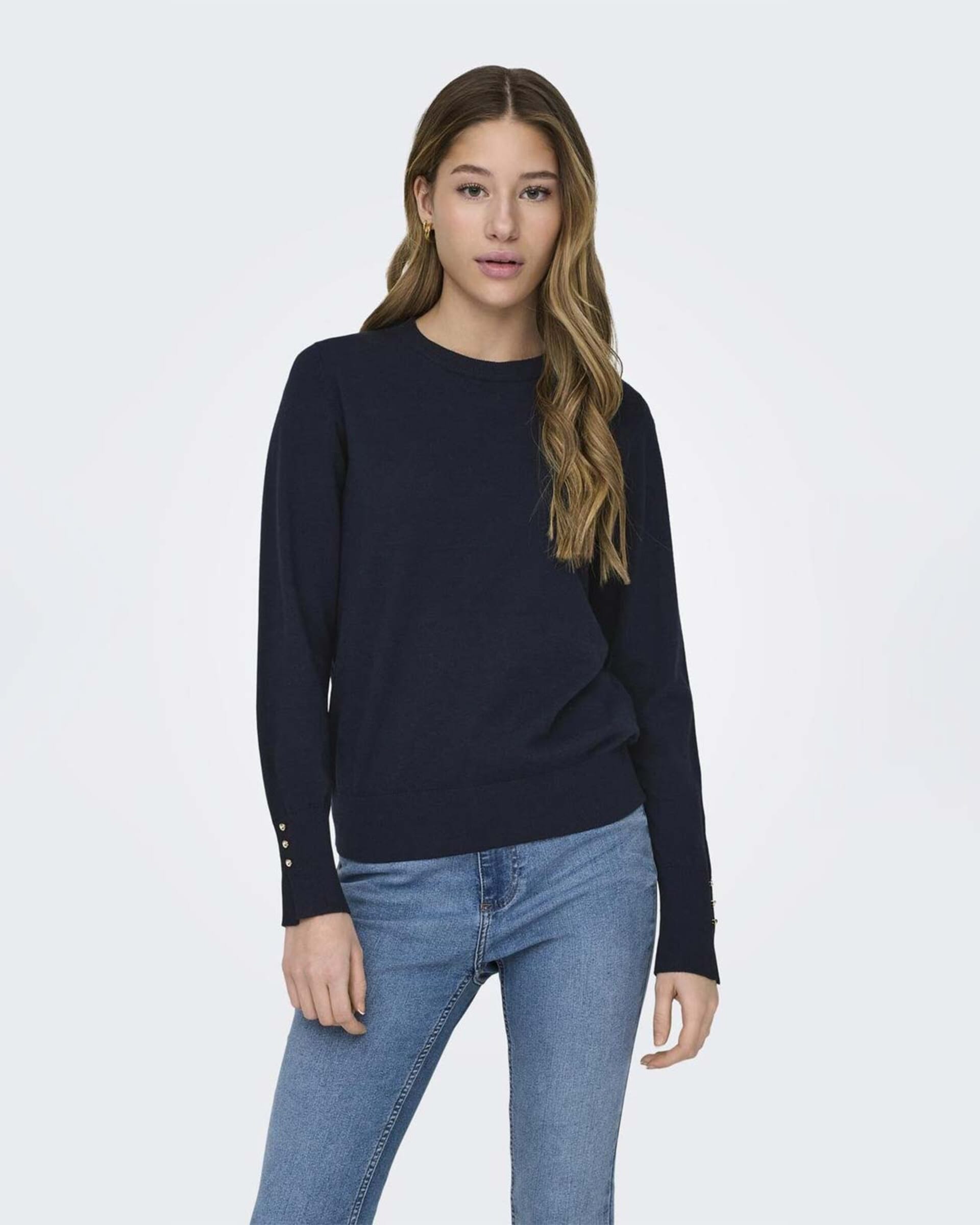 JDY Genser Malou L/S On Button Pullover - Sky Captain