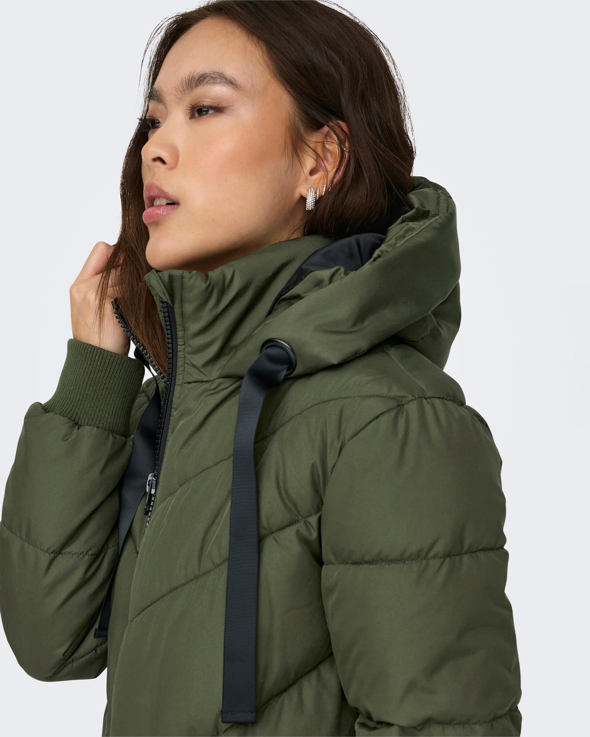 JDY Boblejakke Skylar Padded Hood - Forest Night/ Black