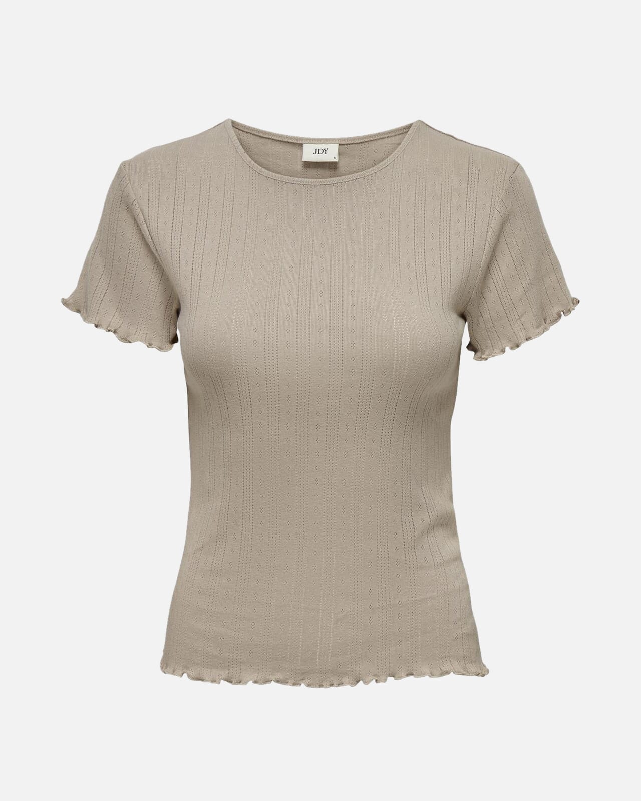 JDY Topp Salsa Life S/S O Neck Pointelle - Simply Taupe