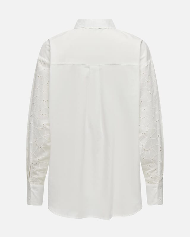 JDY Skjorte Flora Embroidery L/S Loose - Cloud Dancer | Skjorter med ...