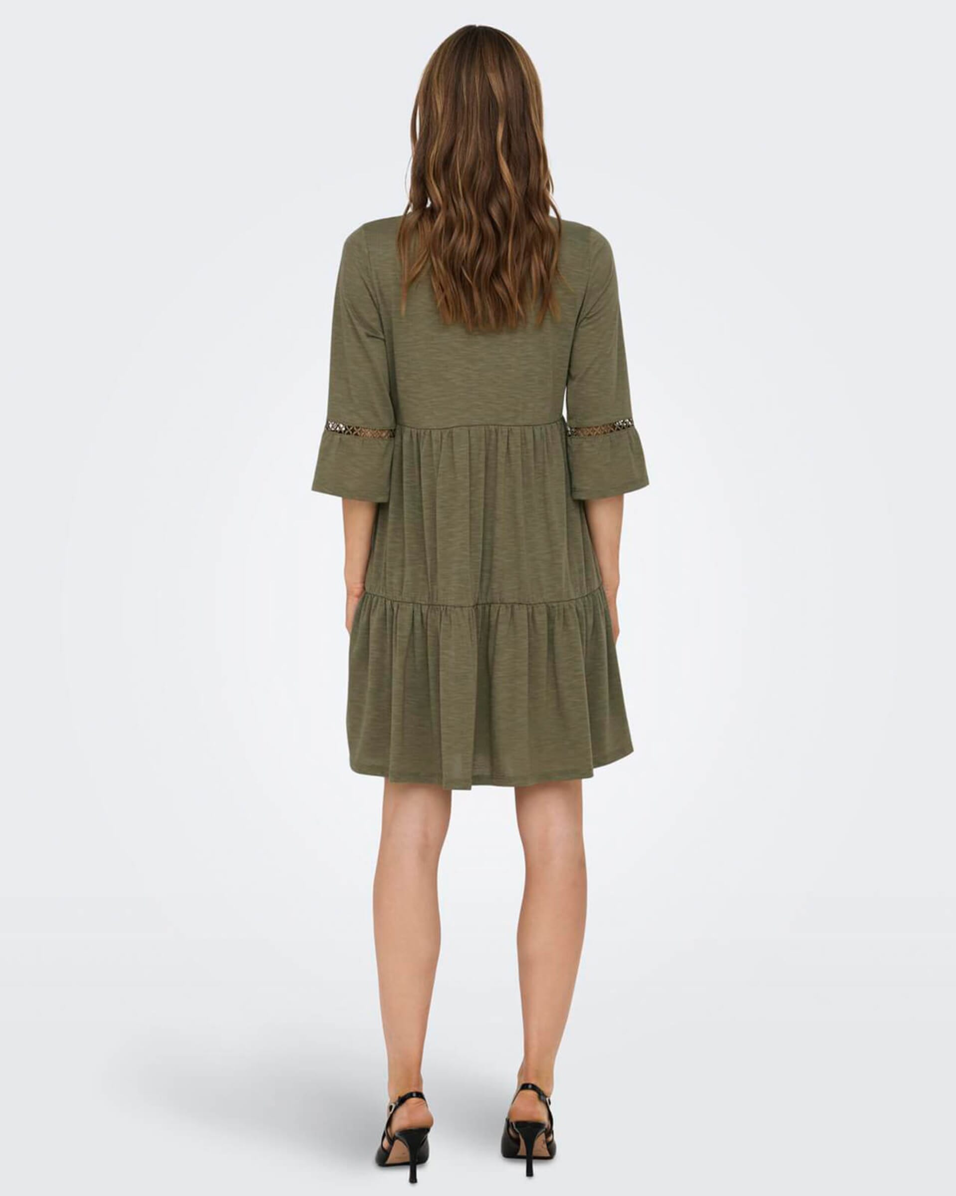 JDY Kjole Dora Dodo 3/4 Short Lace - Dusky Green | Hverdagskjoler ...