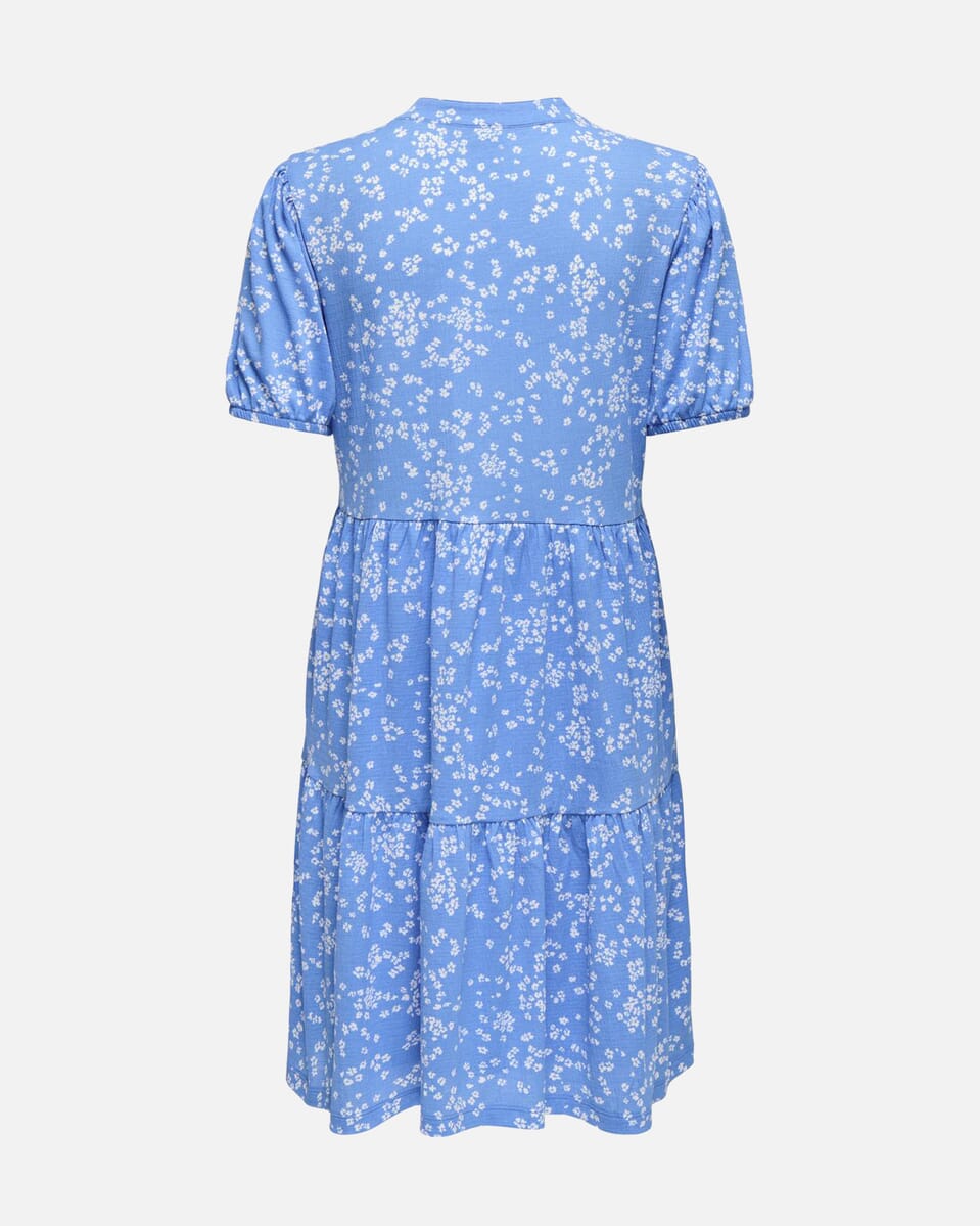 JDY Kjole Zoey S/S V Neck - Azure Blue Nelly Flower | Sommerkjoler med ...