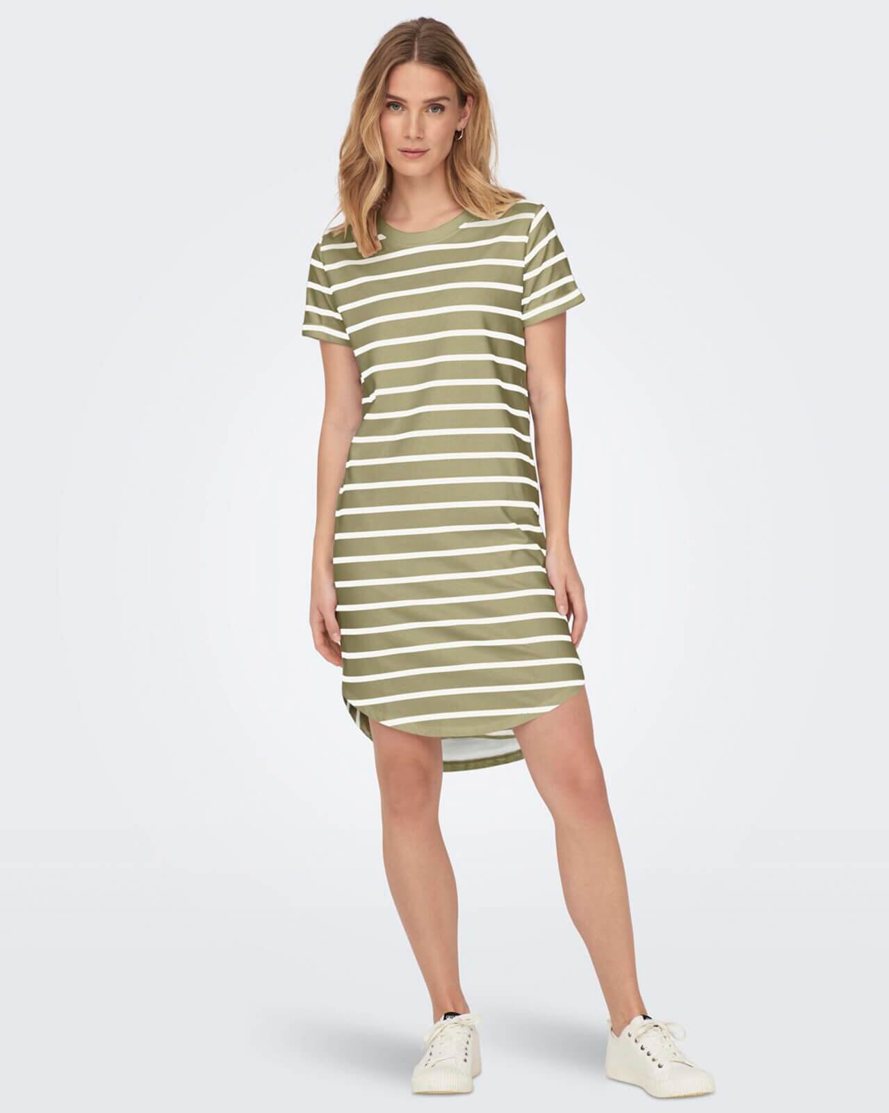 JDY Kjole Ivy New S/S AOP - Mermaid / Cloud Dancer Cosmo Stripes | Hverdagskjoler | FLOYD.no