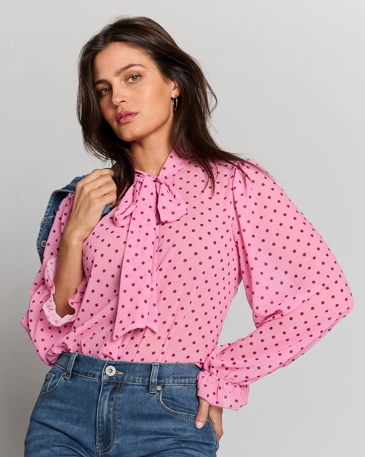 FLOYD Bluse Isara Small Polka - Pink/ Bordeaux