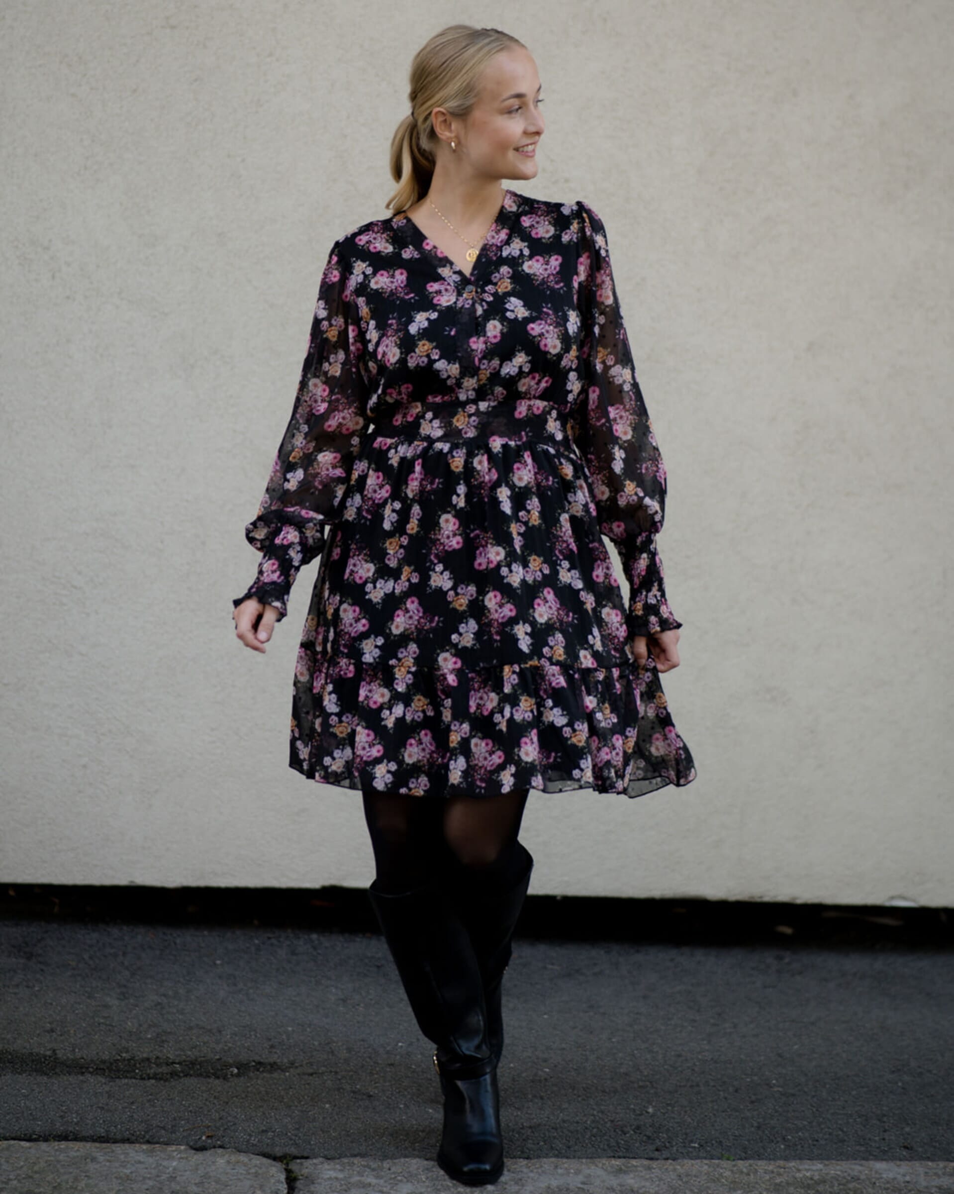 FLOYD Kjole Emelina Ros - Black/ Pink