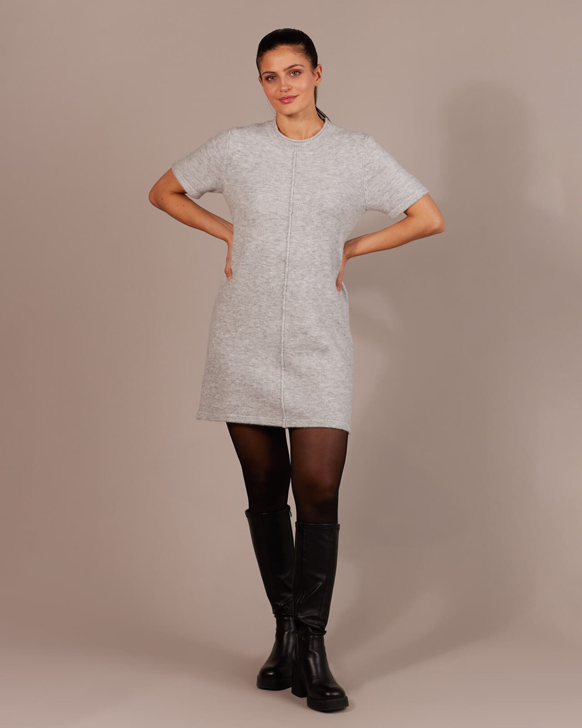 FLOYD Strikkekjole Henie Ullmiks - Light Grey