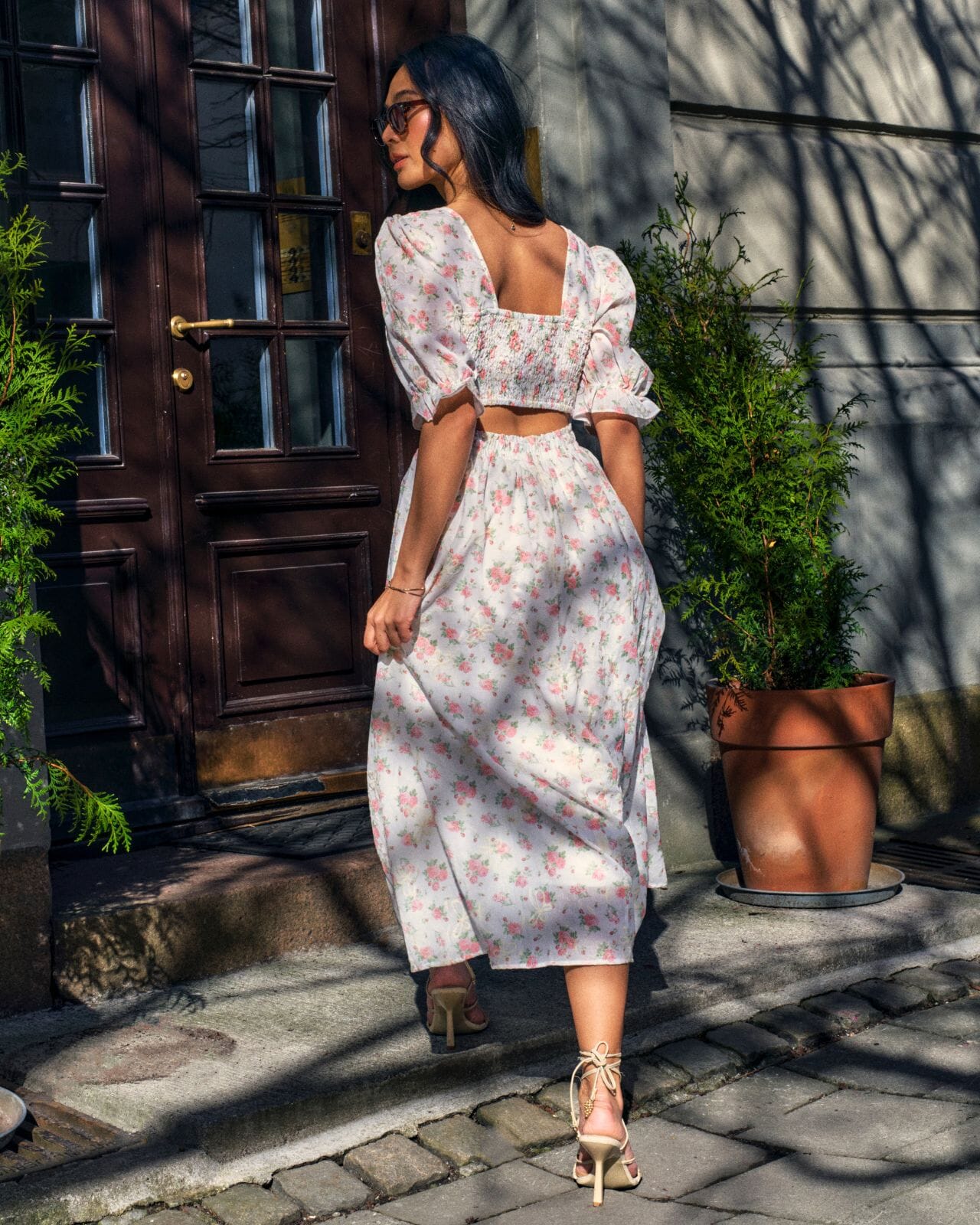 FLOYD Midikjole Helen Flower - Pink