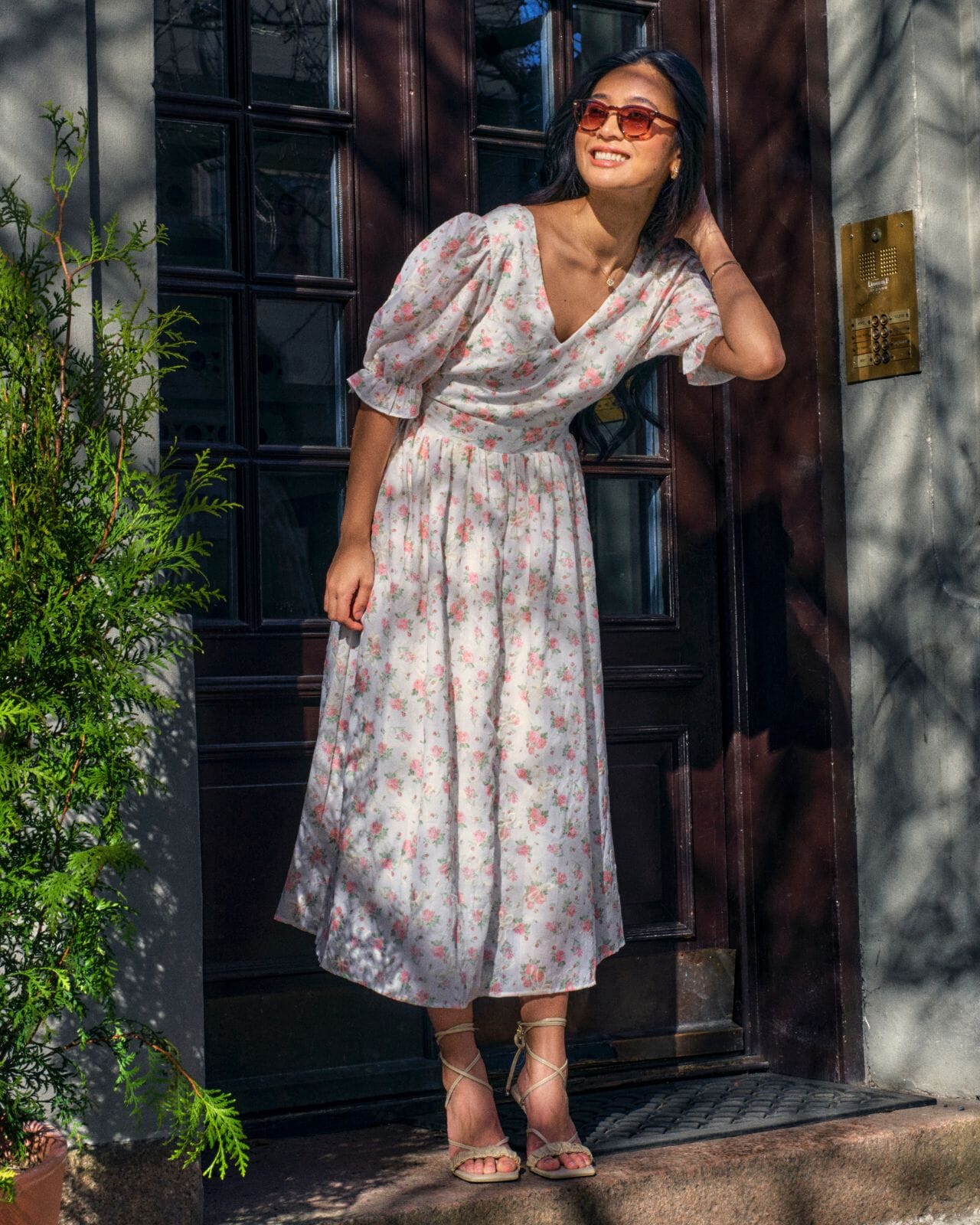 FLOYD Midikjole Helen Flower - Pink