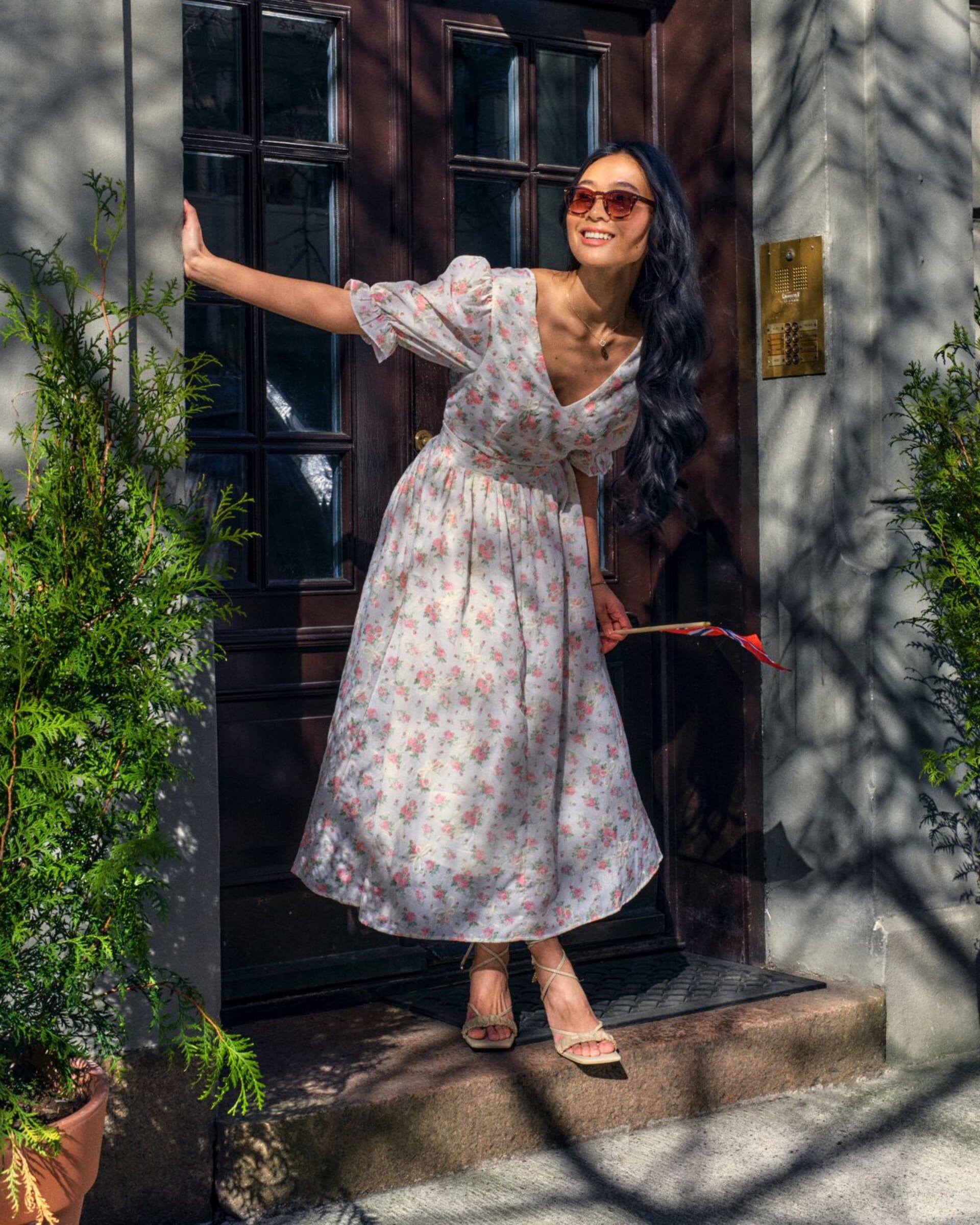 FLOYD Midikjole Helen Flower - Pink