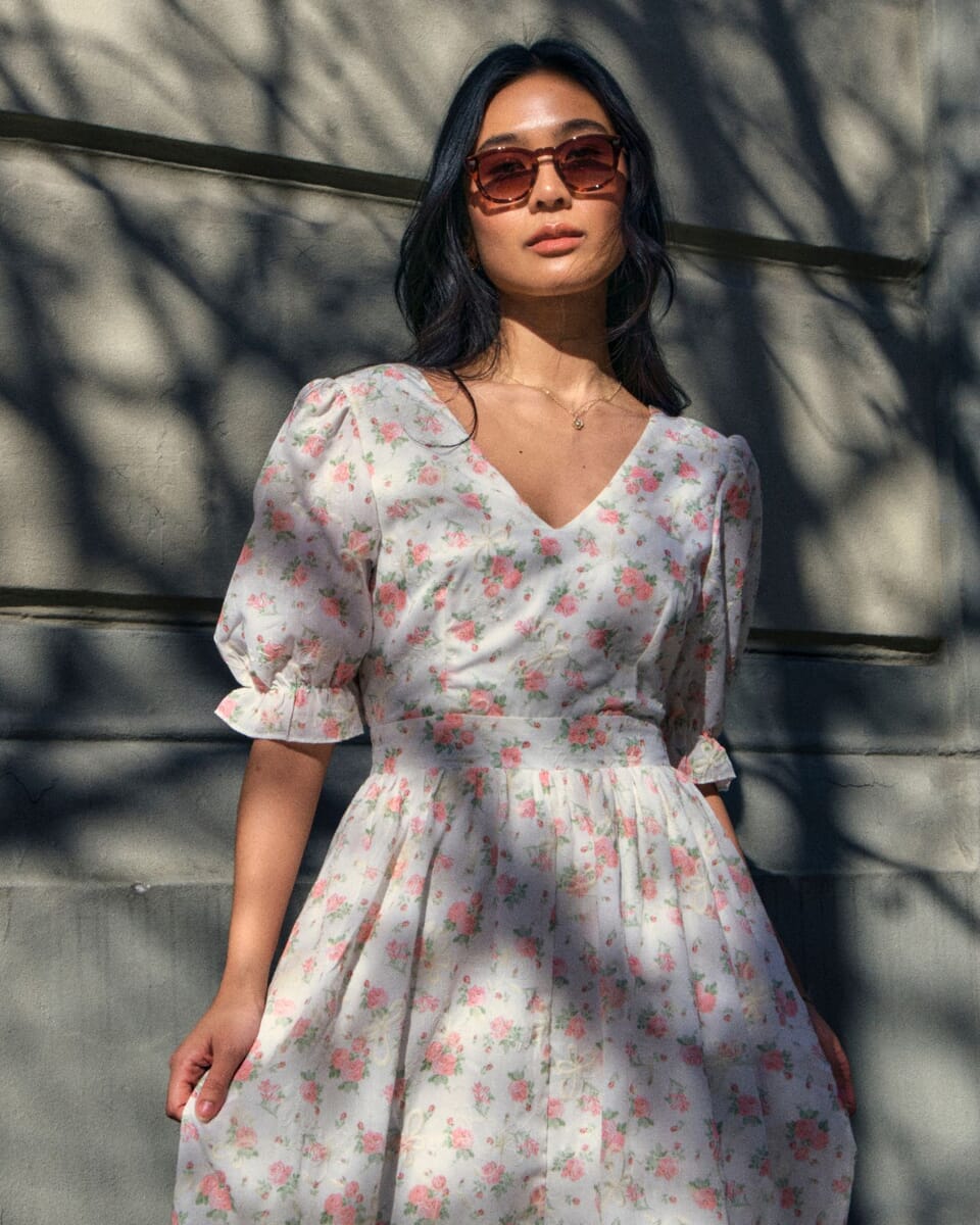 FLOYD Midikjole Helen Flower - Pink