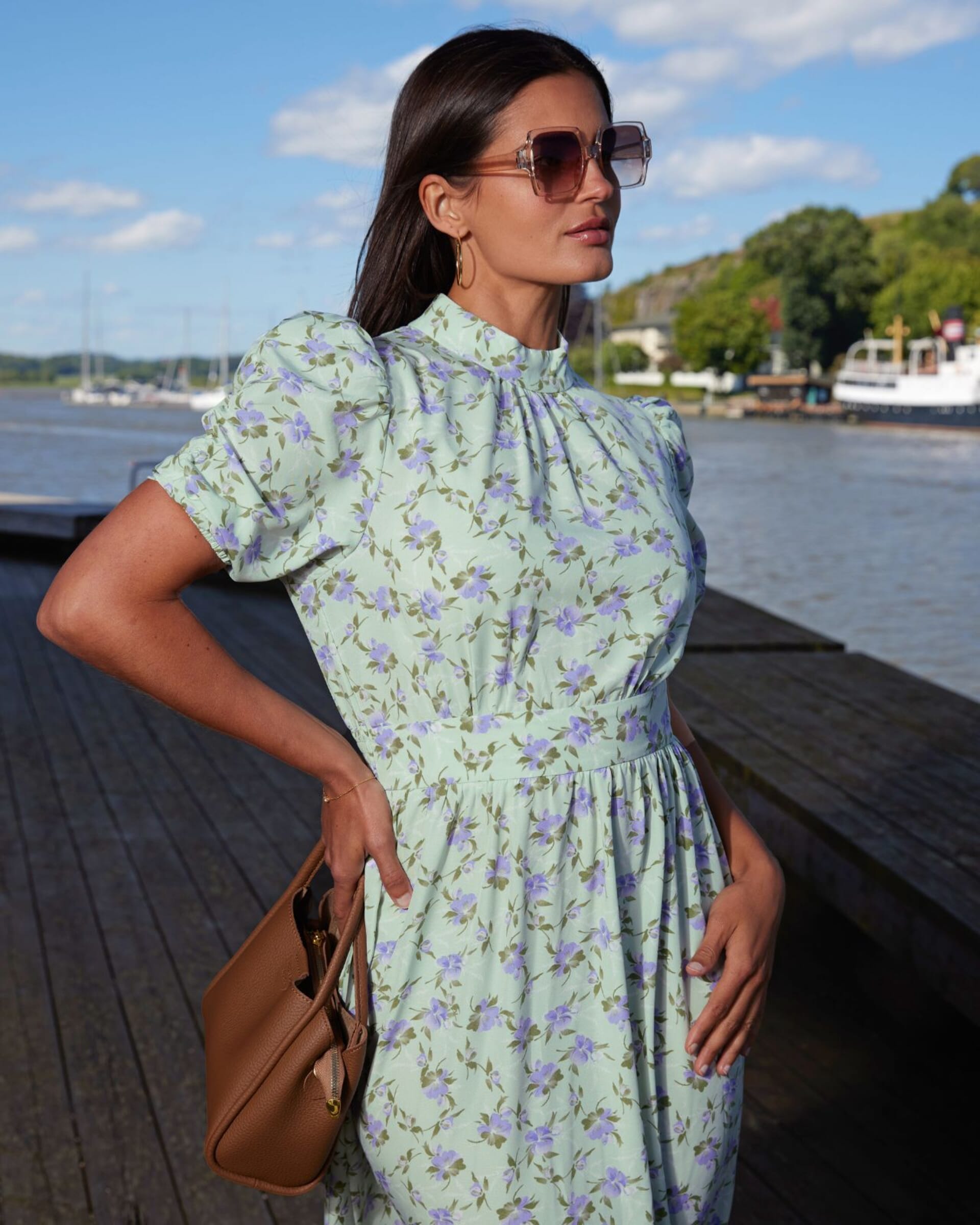 FLOYD Maxikjole Emmeli Lavender - Light Green