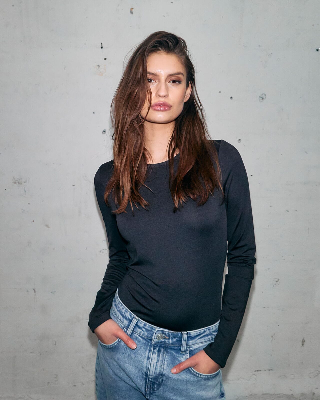 NOISY MAY Body Romina L/S Bodysuit - Obsidian