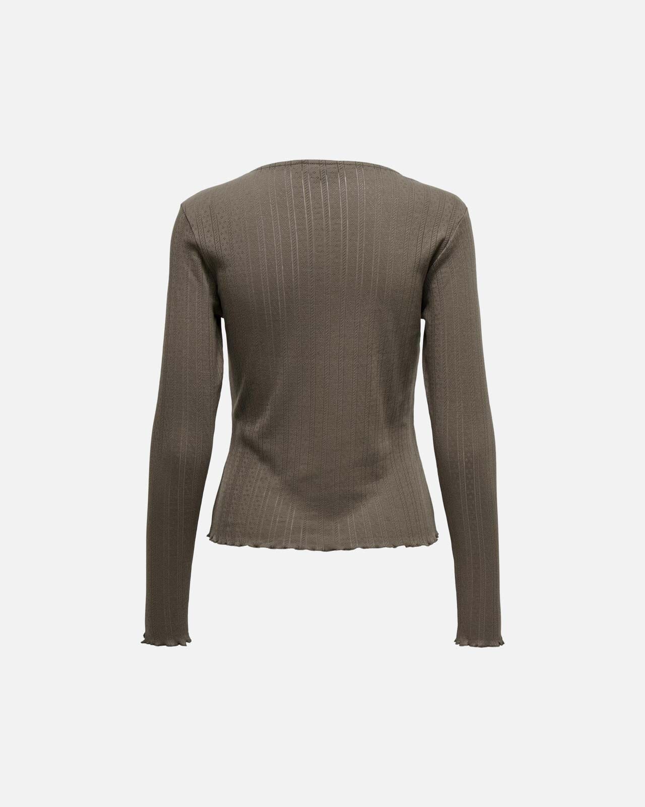 ONLY Topp Carlotta Pointelle L/S Top Noos - Falcon | Overdeler | FLOYD.no