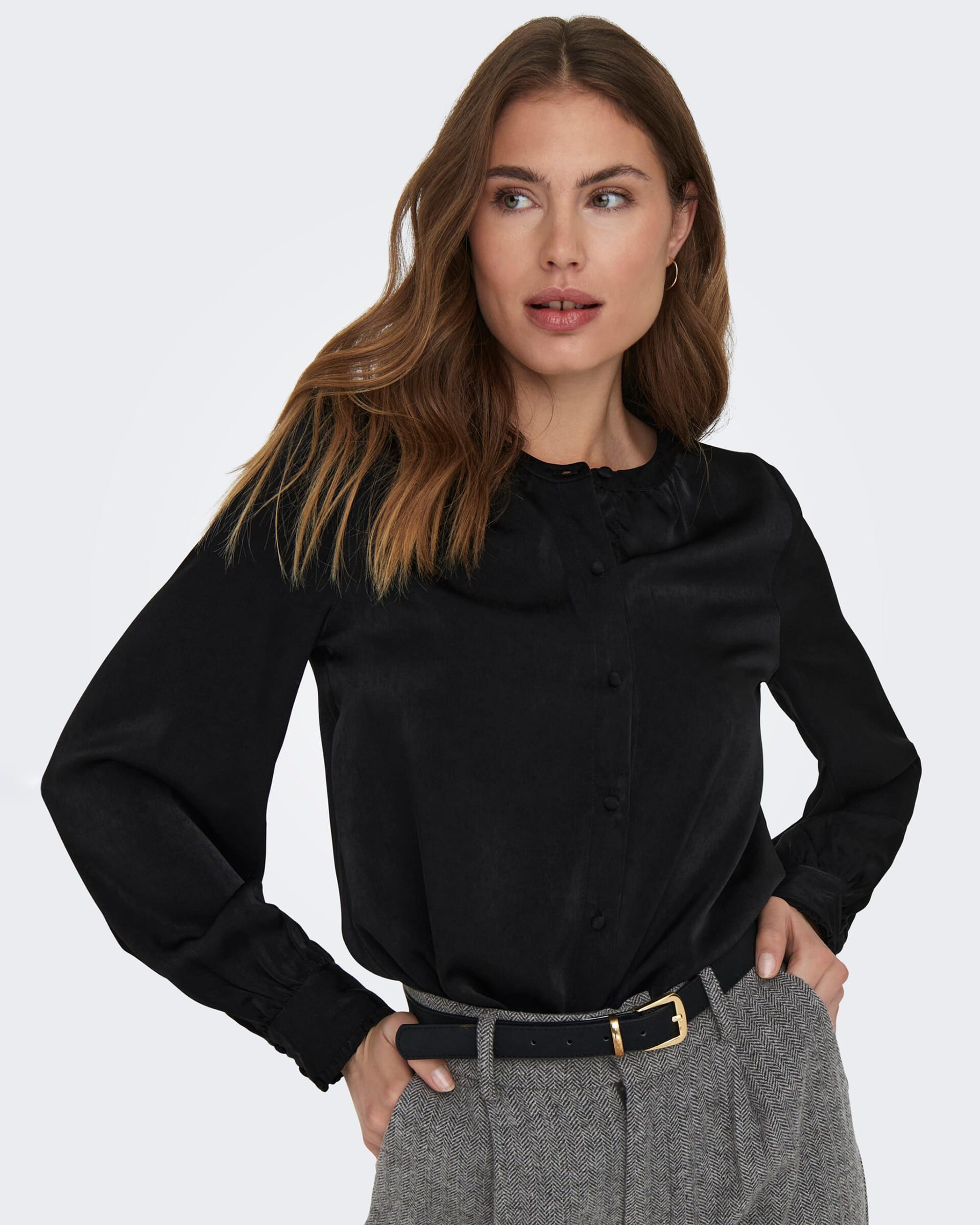 ONLY Bluse Fri LS Button Down - Black | Bluser og topper til dame ...