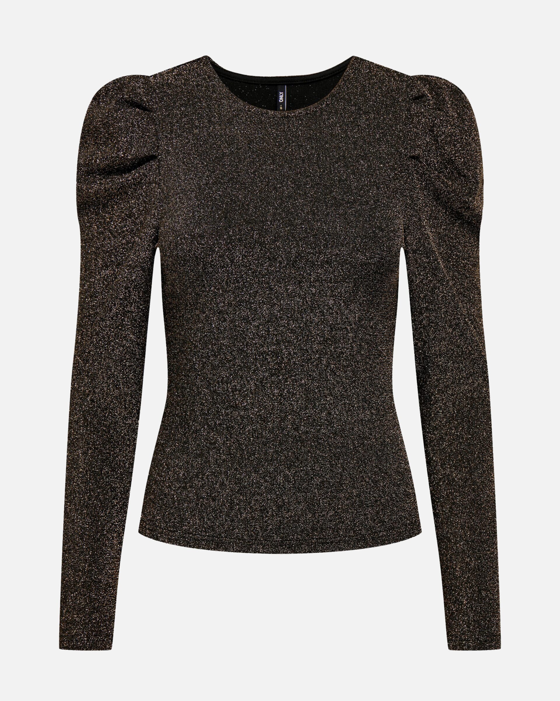 ONLY Topp New Rich L/S Glitter Puff - Silver/ Gold Glitter | Festtopper ...