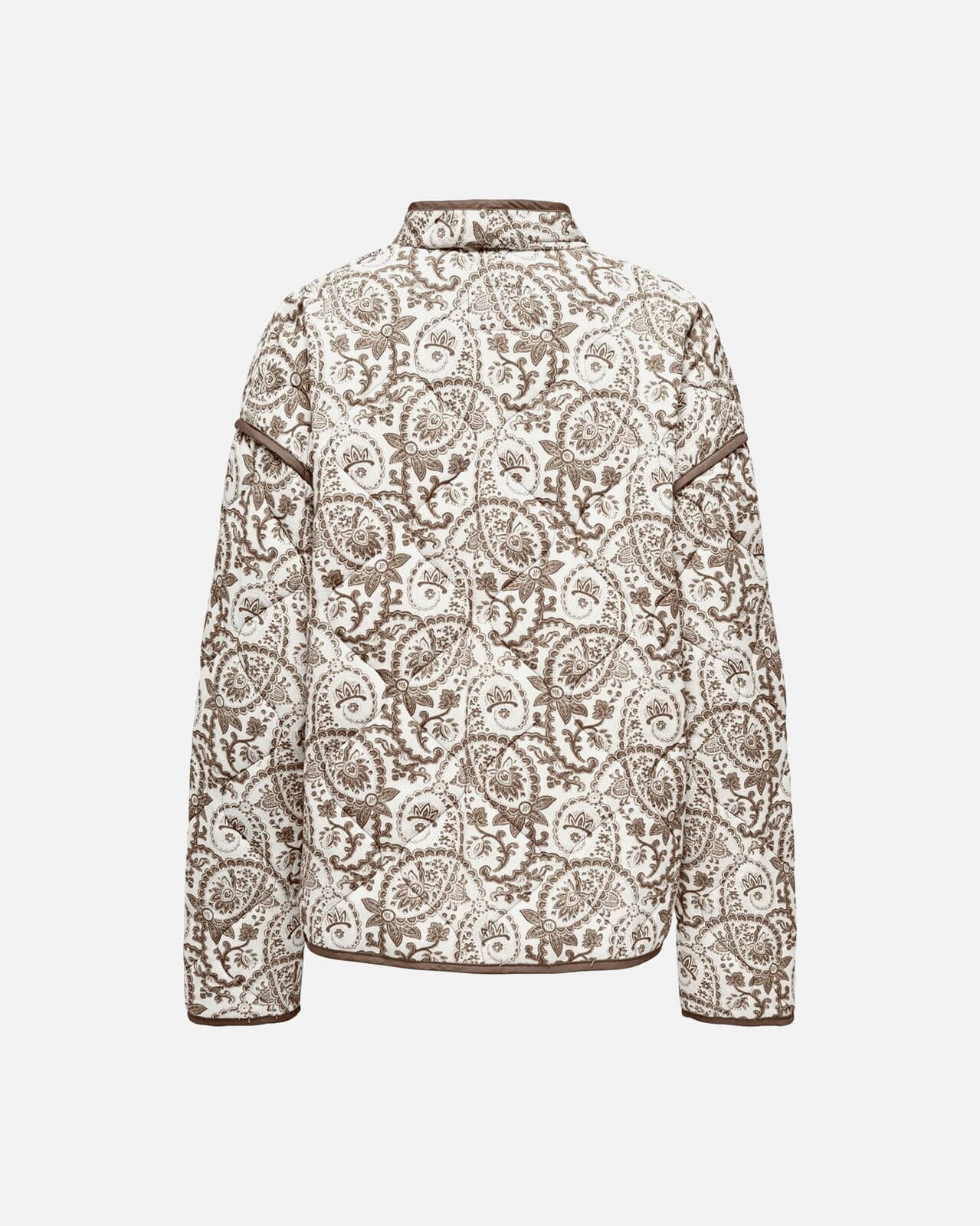 ONLY Jakke Elvira Quilted AOP Coatigan - Mocha Meringue/ Cloud Dancer ...