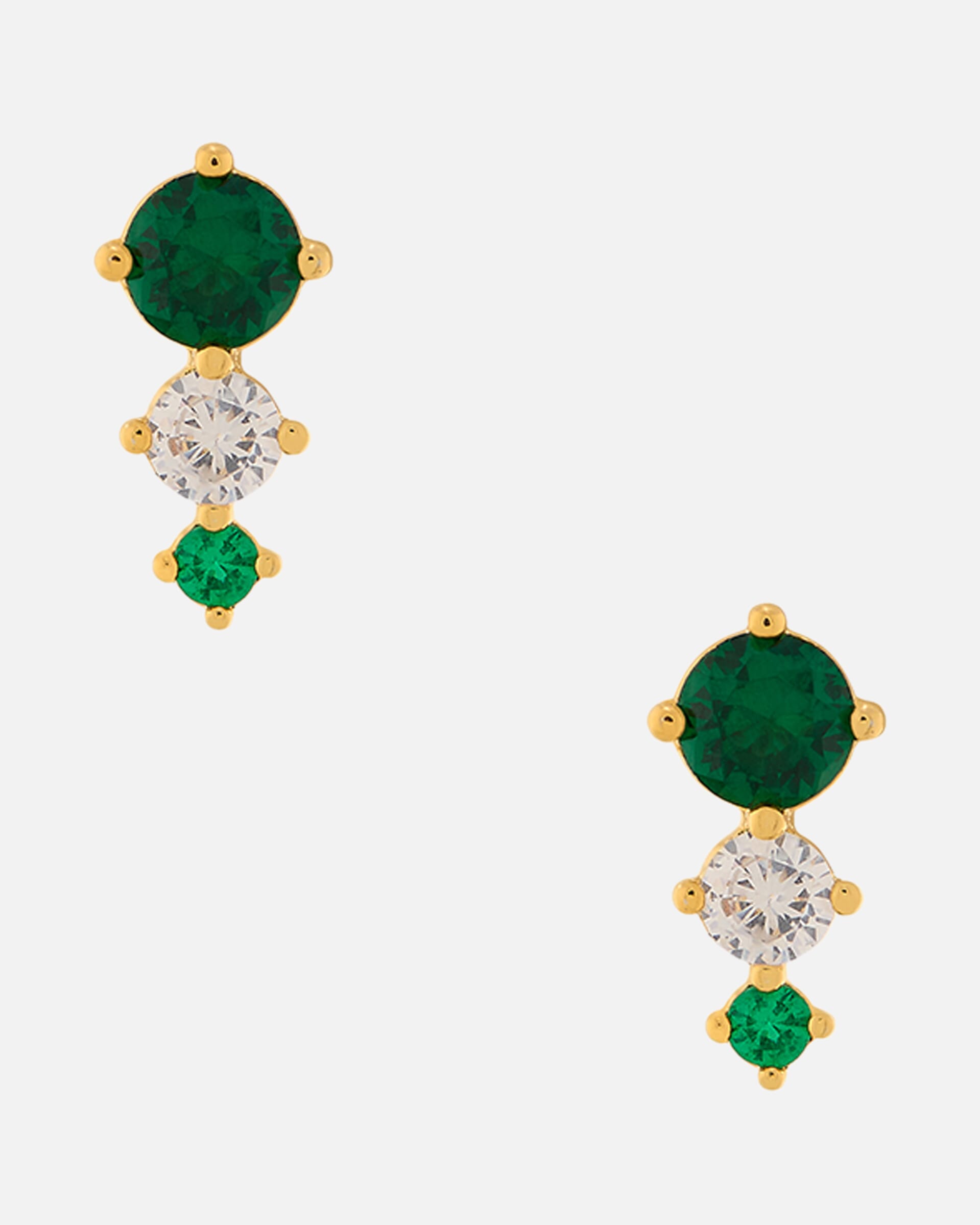 Orelia Øredobber Emerald Triple Drop Studs - Gold/ Emerald | Smykker og ...