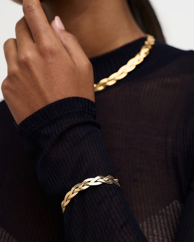 Orelia Kjede Snake Chain Plait Necklace - Gold | Smykker og halskjeder ...