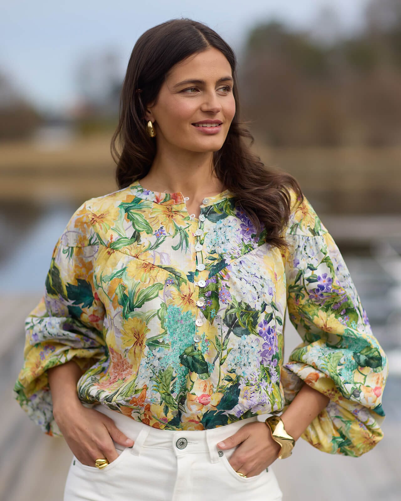 FLOYD Bluse Janel Cora Linmiks - Yellow