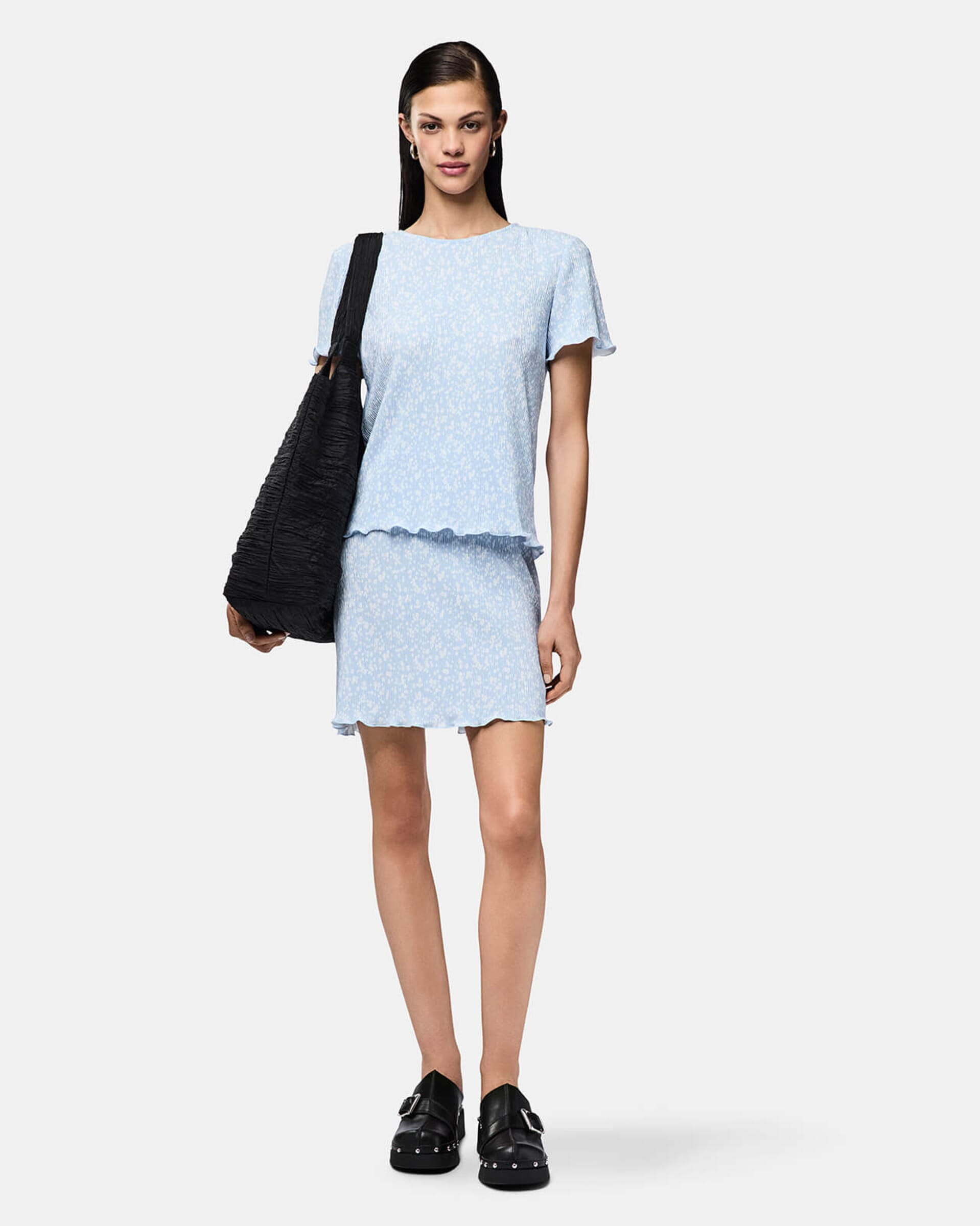 PIECES Skjørt Flora HW Short - Cashmere Blue/ Small flower