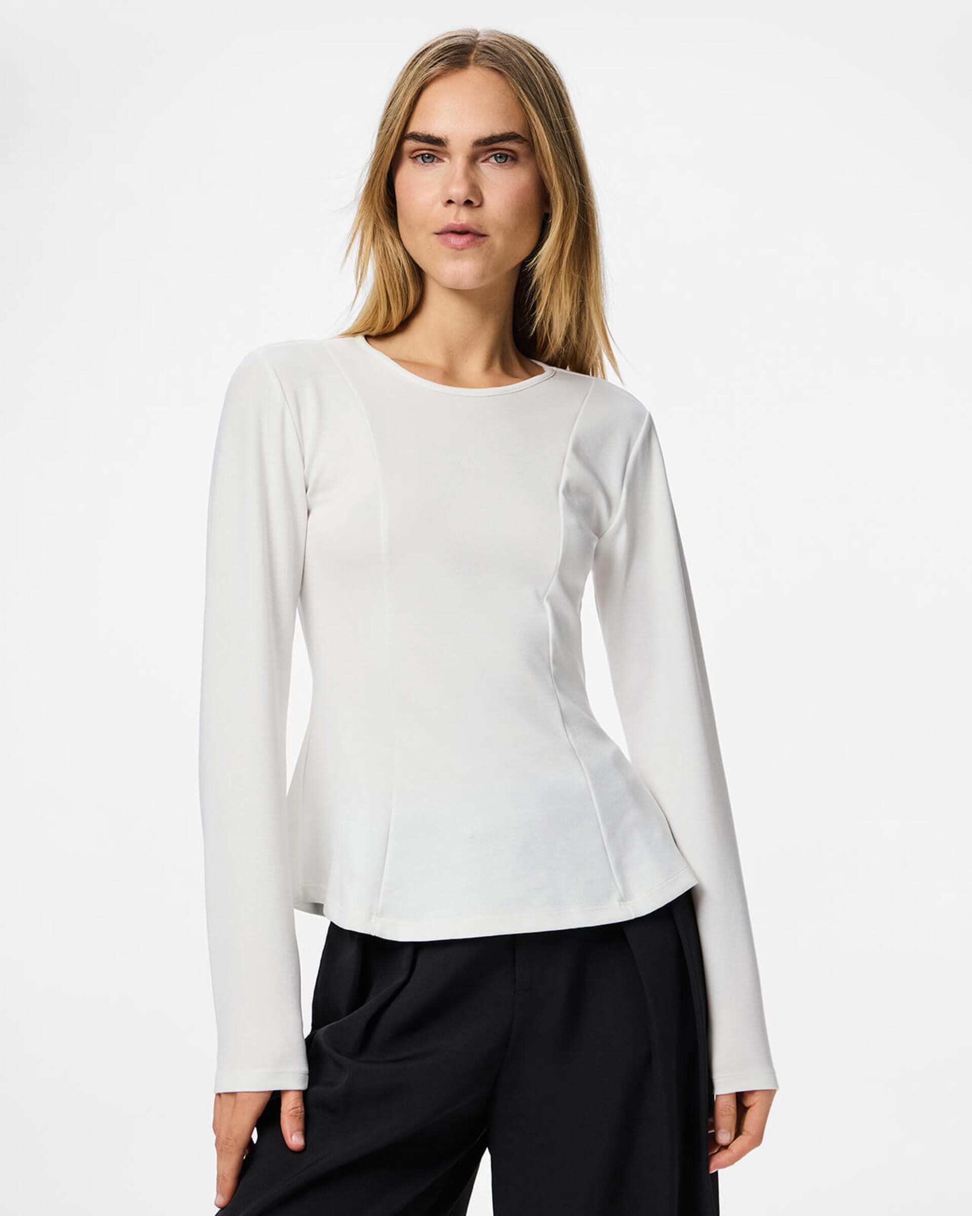 PIECES Topp Lucci Peplum - Cloud Dancer