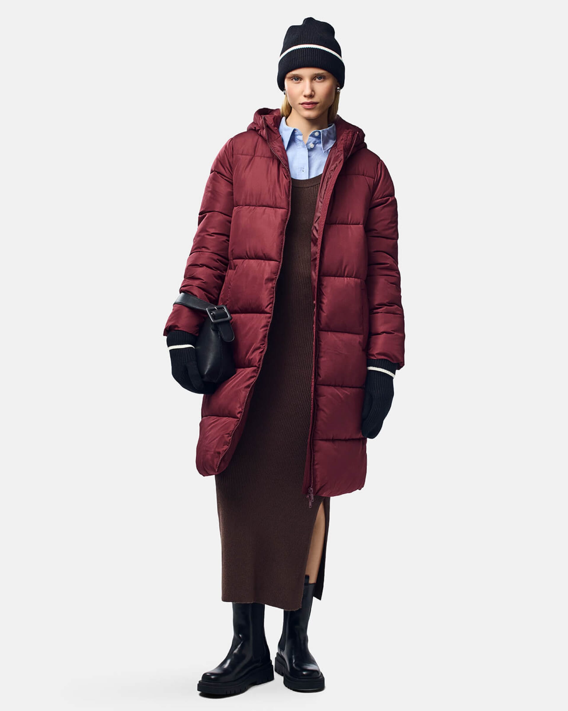PIECES Boblejakke Bee New Long Puffer - Tawny Port