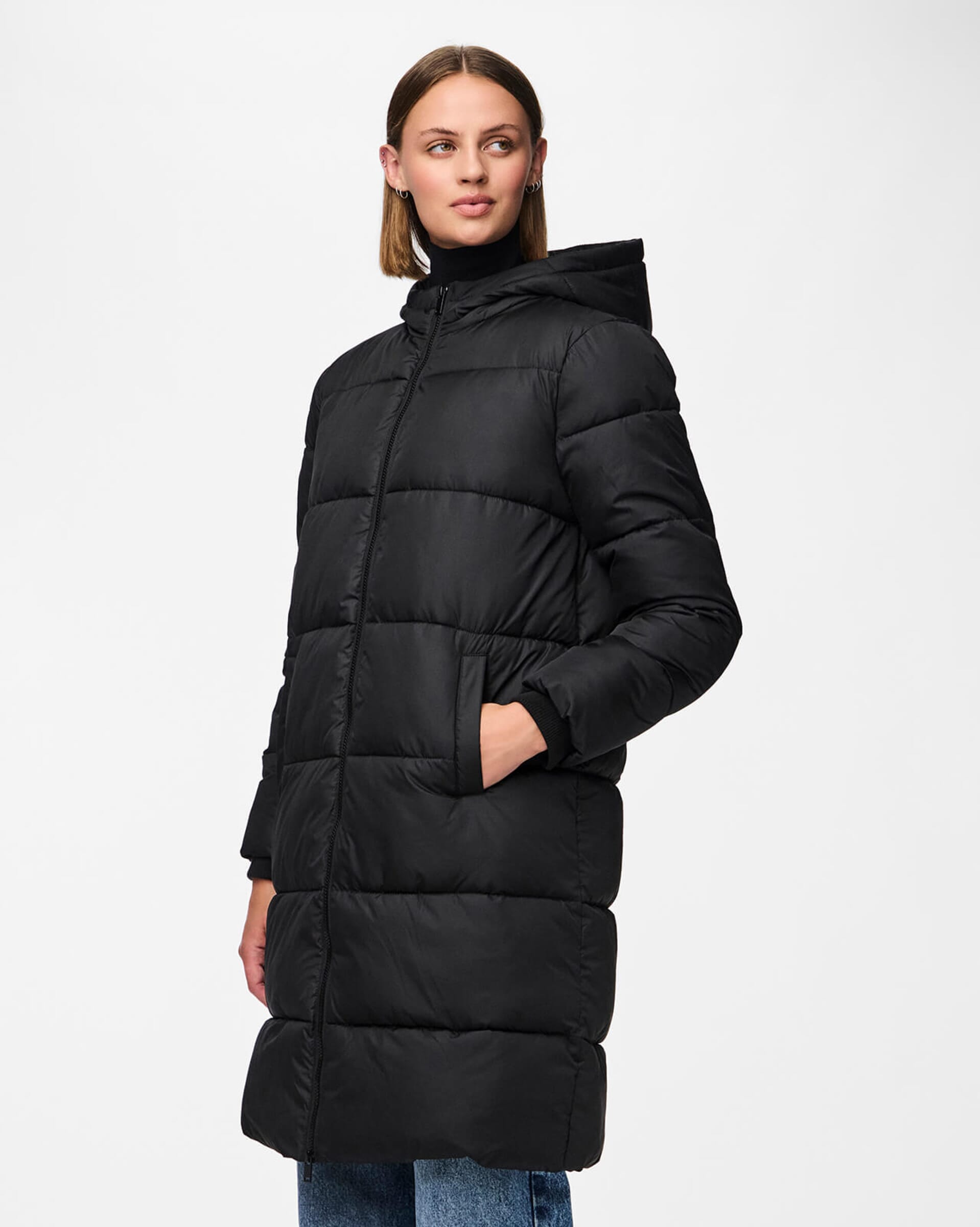 PIECES Boblejakke Bee New Long Puffer - Black