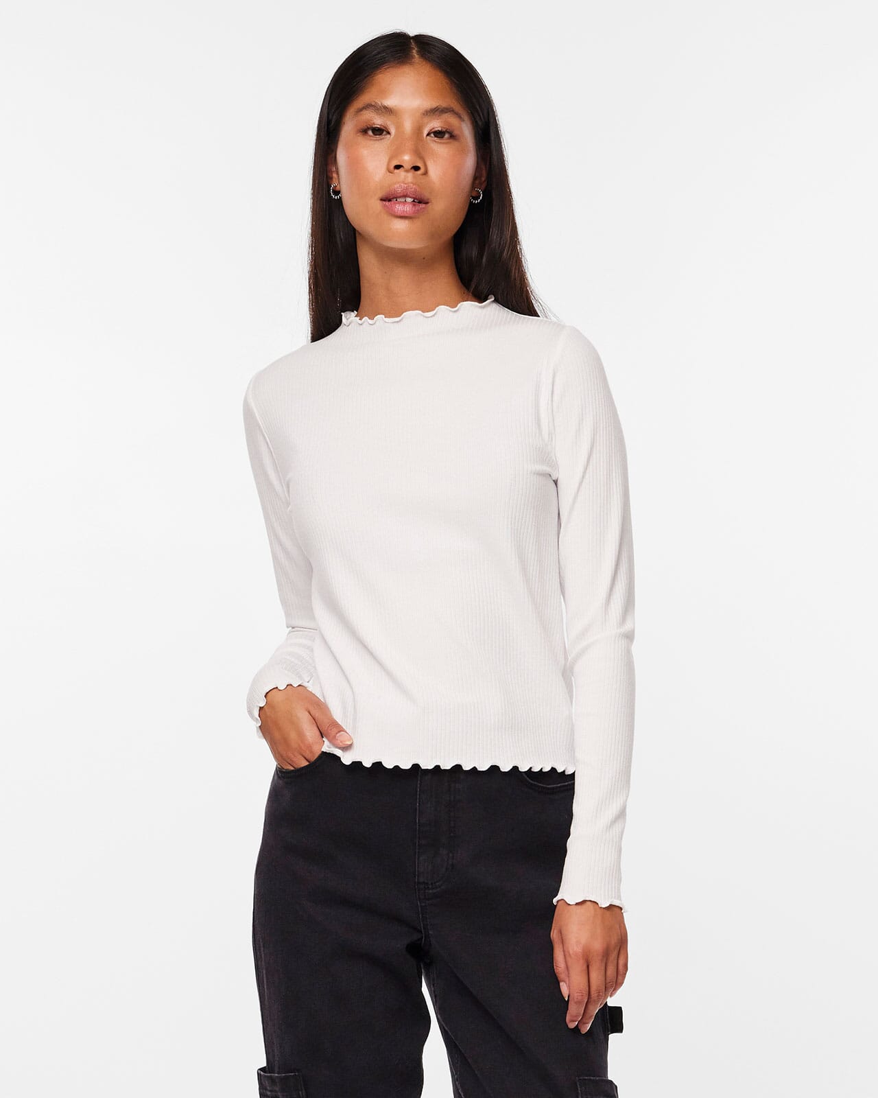 PIECES Topp Nicca LS - Bright White