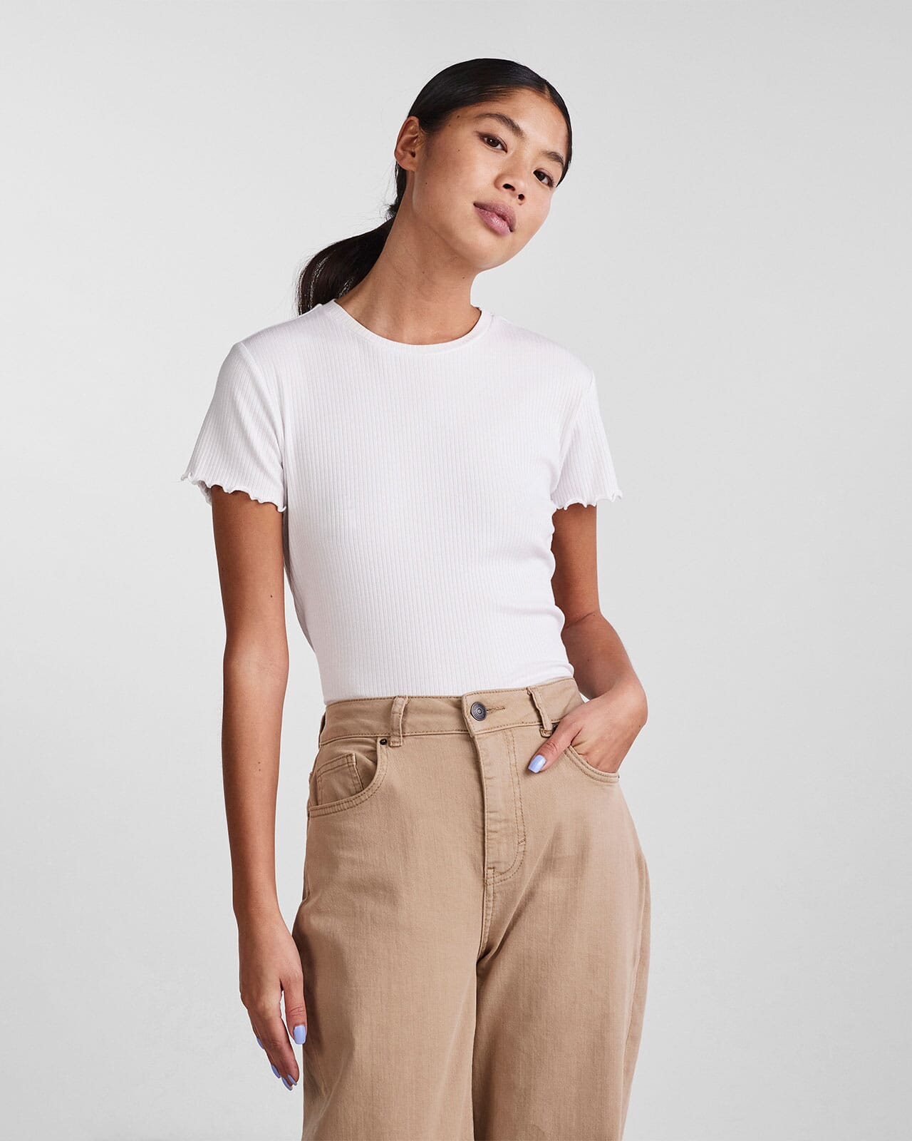 PIECES T-skjorte Nicca SS O-neck - Bright White