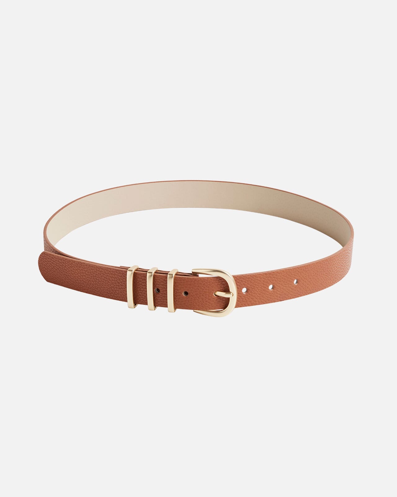 PIECES Belte Lea Jeans Belt - Cognac/ Gold Buckle