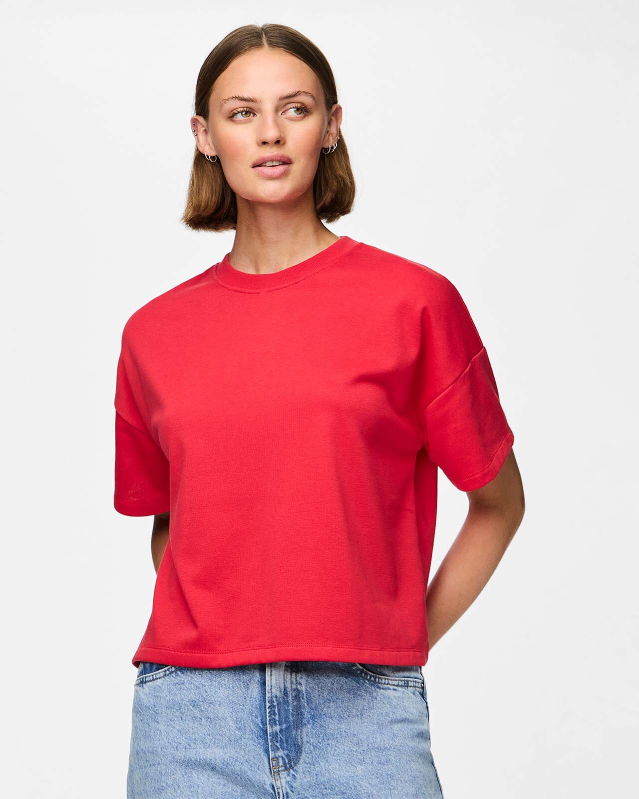 PIECES Topp Chilli Summer 2/4 Loose SWT - Poppy Red