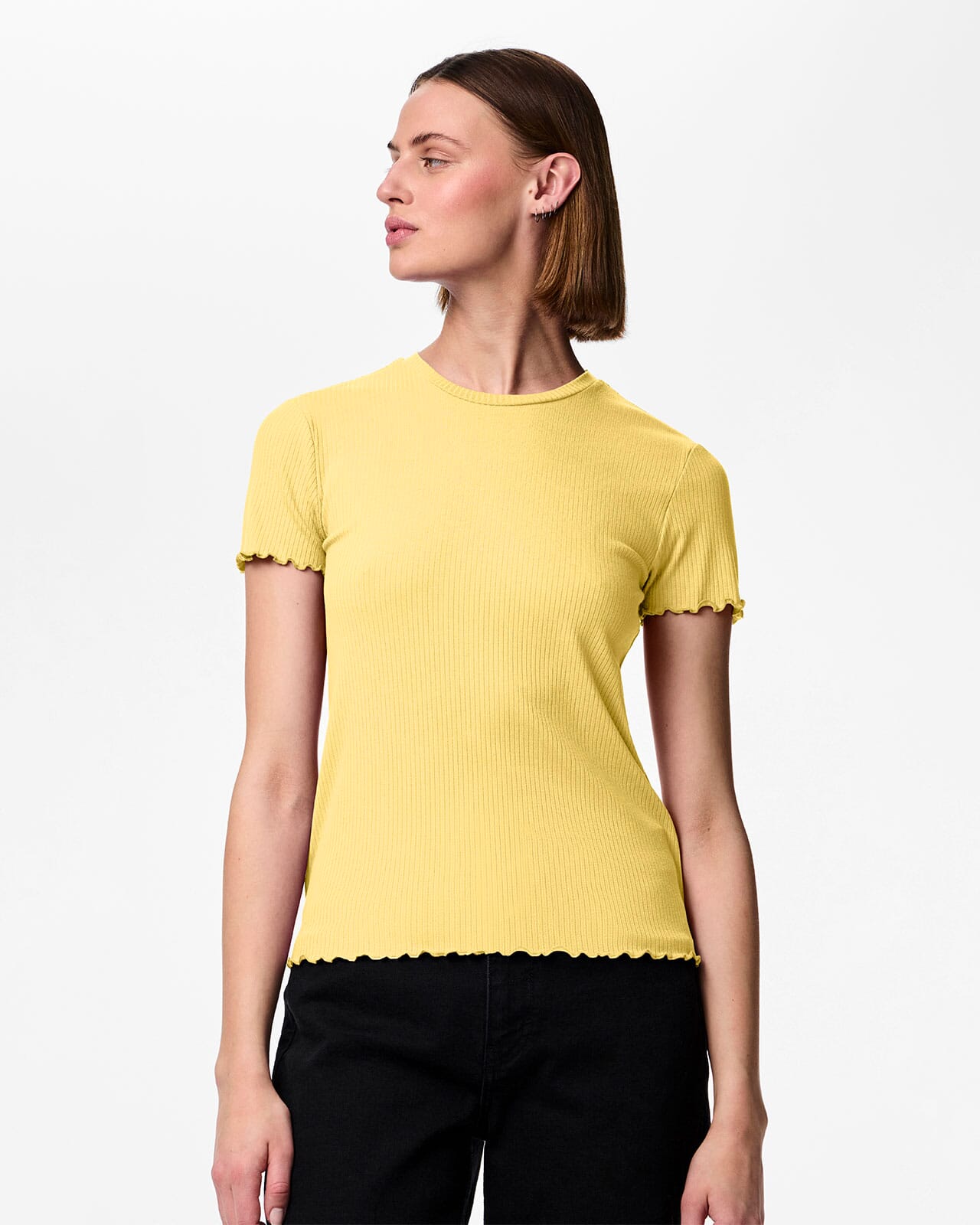 PIECES T-skjorte Nicca SS O-neck - Pale Banana